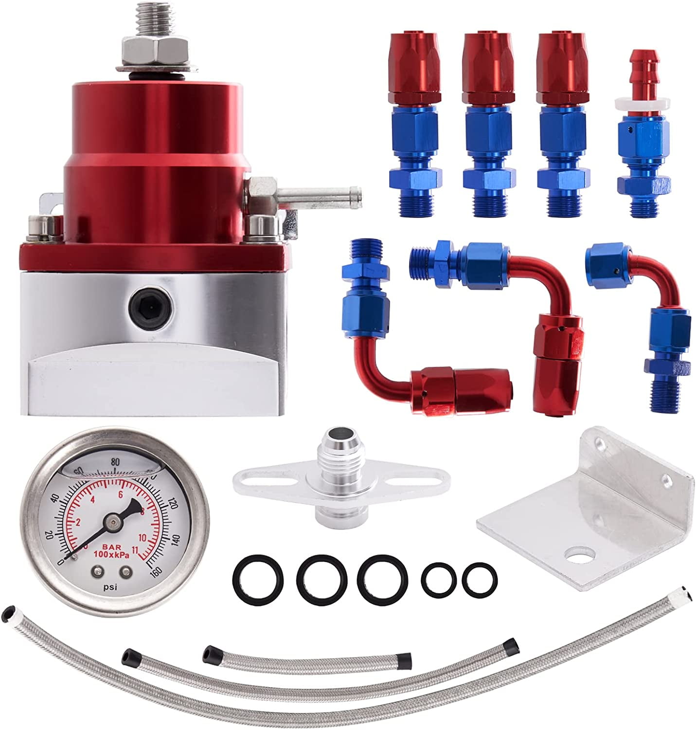 Top10 Racing Universal Adjustable Fuel Pressure Regulator Kit with 160 ...