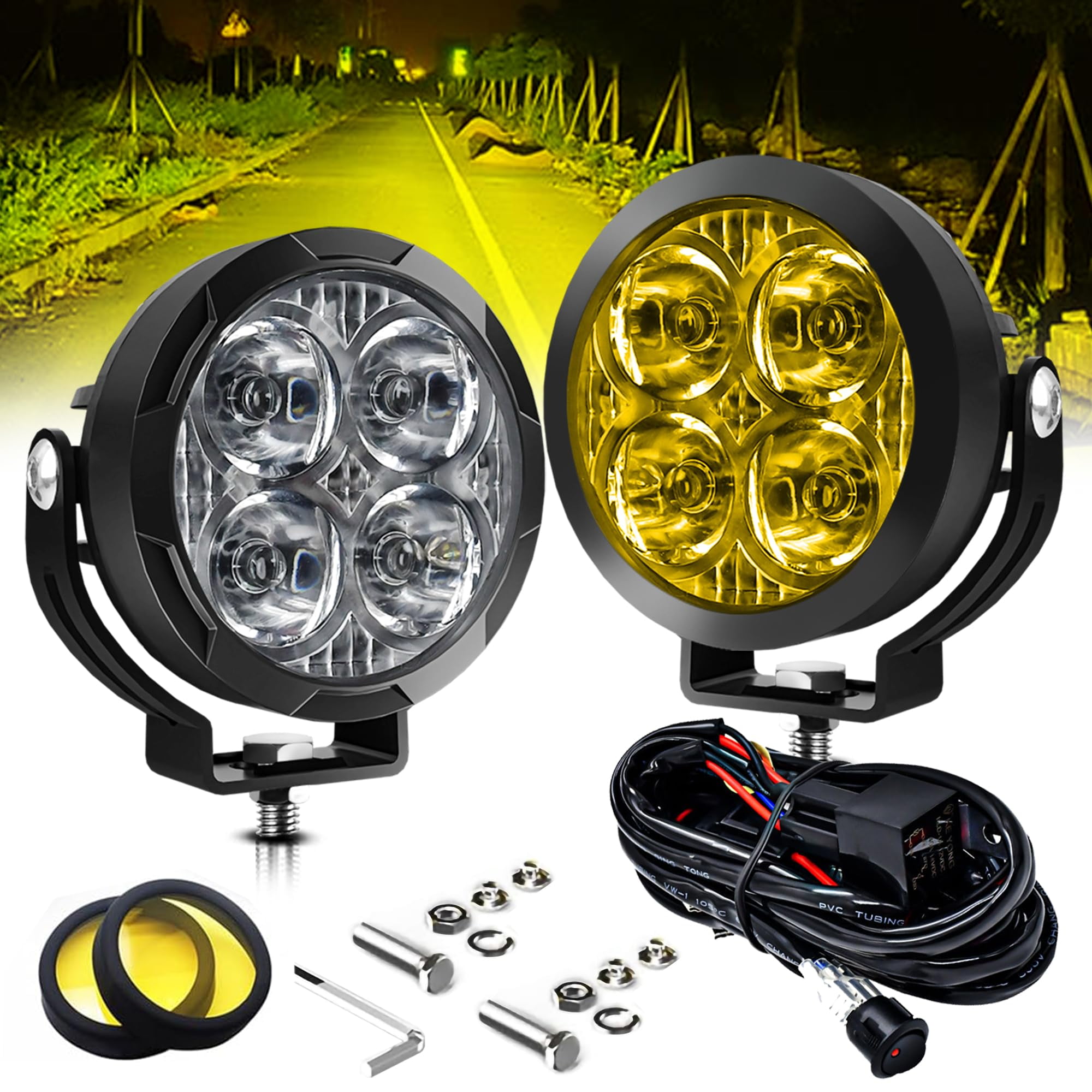 TopAutoGear 3 inch Led Pods Amber BSL1 Fog Light White Off Road Driving ...