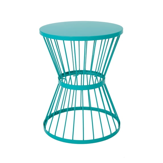 TopComfy 16" Stainless Steel Side Table with Hourglass Open Cage Frame ...