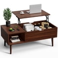 TopComfy Wooden Liftable Coffee Table Converts to Desk with Hidden ...