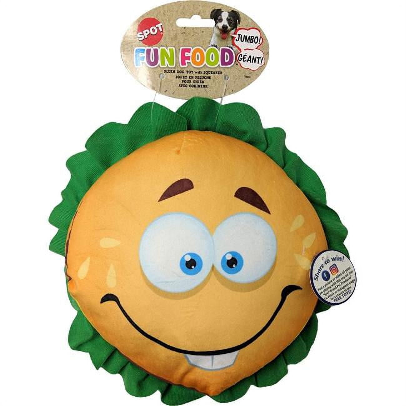 TopDawg 39104 11 in. Fun Food Jumbo Hamburger Plush Toy, Assorted Color ...