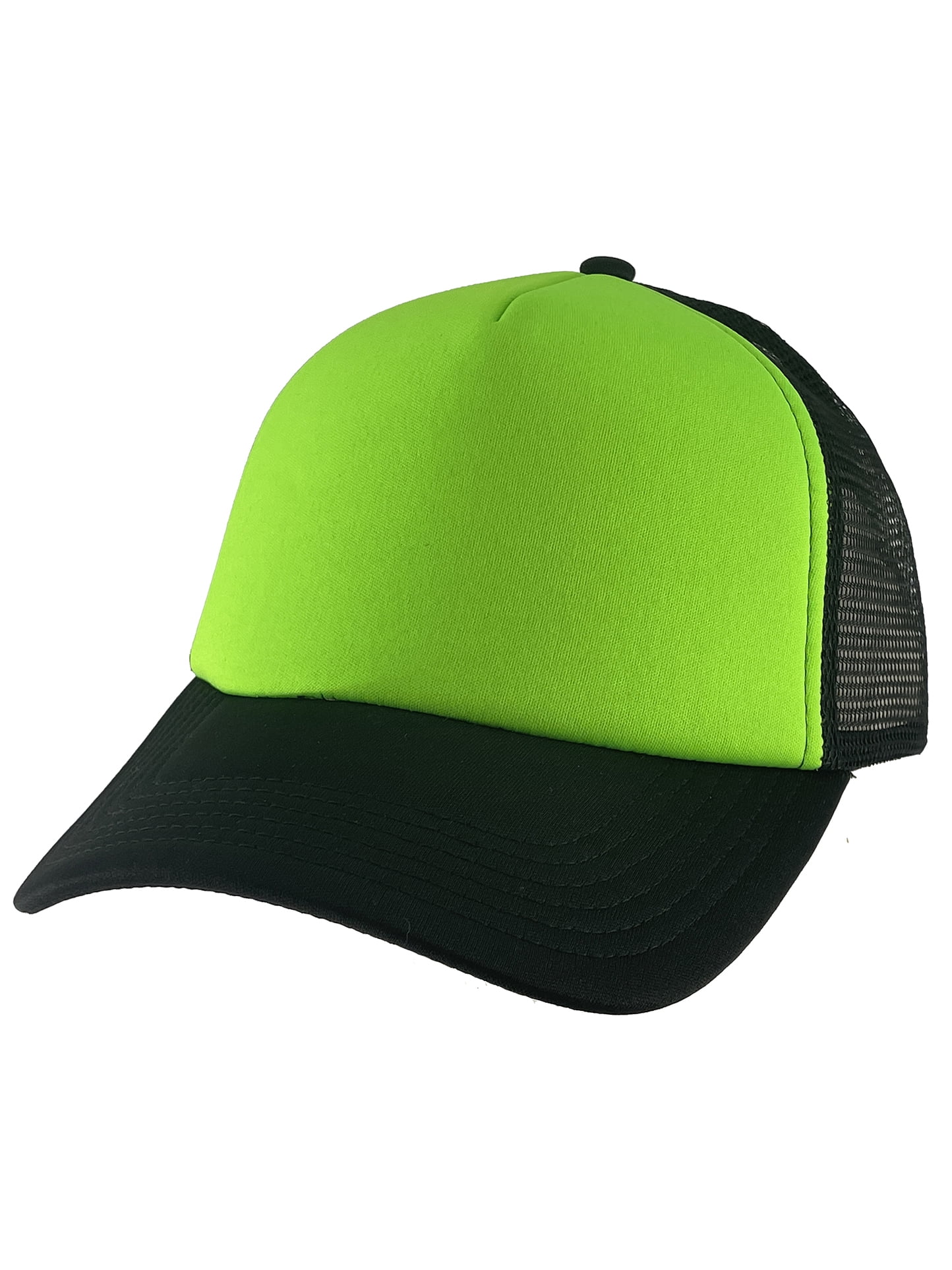 Top Headwear Low Profile Trucker Foam Mesh Hat, Neon Green/Black ...
