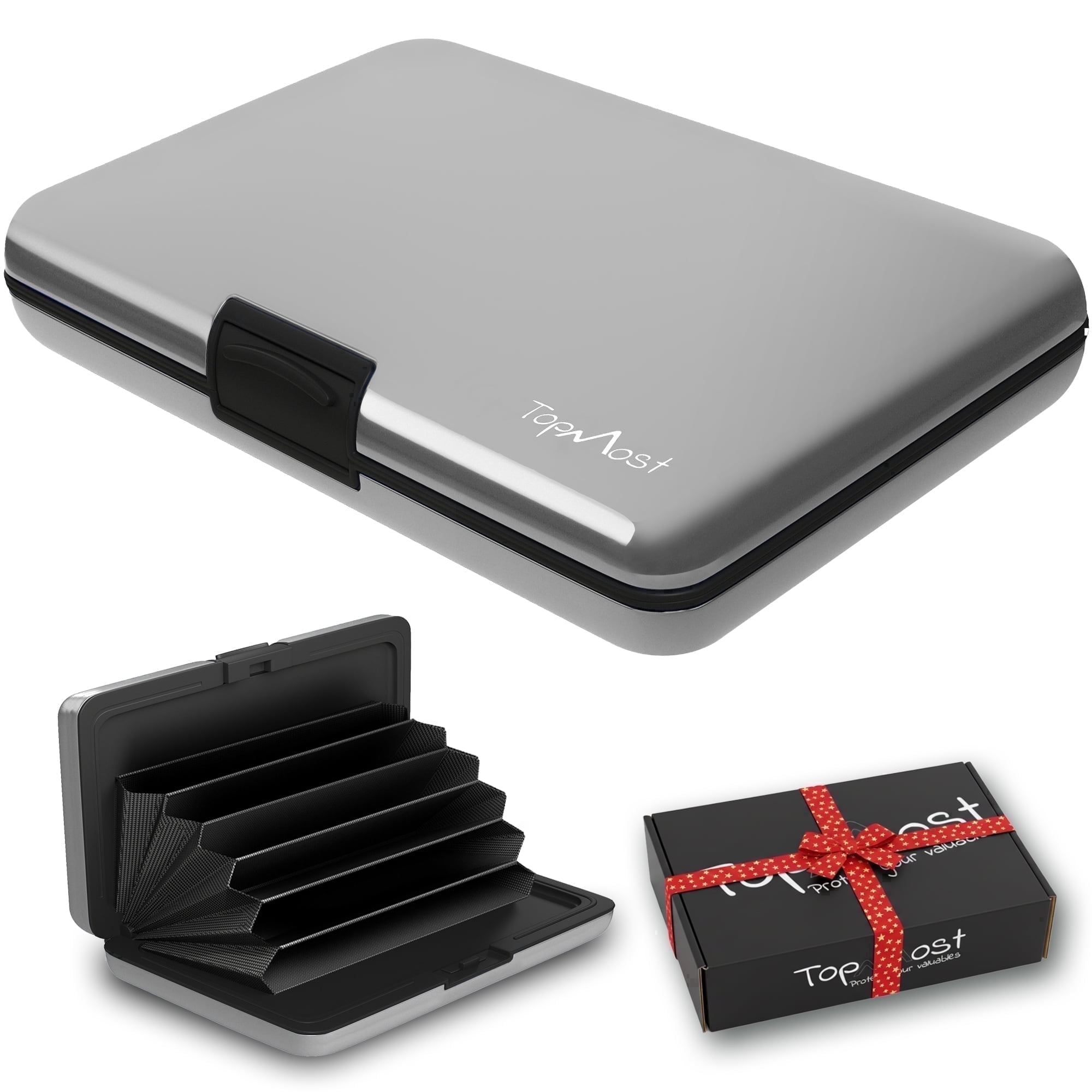 TopMost Aluminum Credit Card Case, 10-12 Credit Cards, 6 Cotton-Slots ...