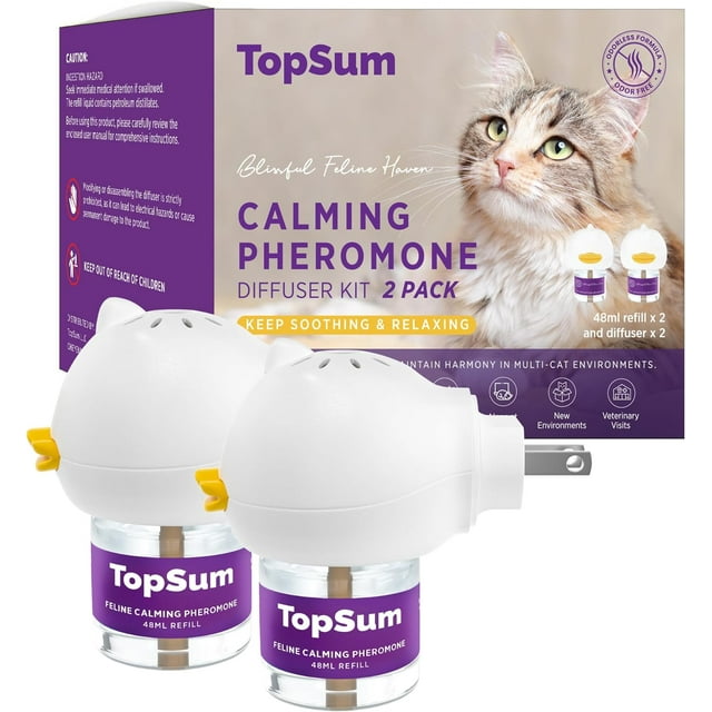TopSum 2Pack Cat Pheromones Calming Diffuser Starter Kit - Stress ...