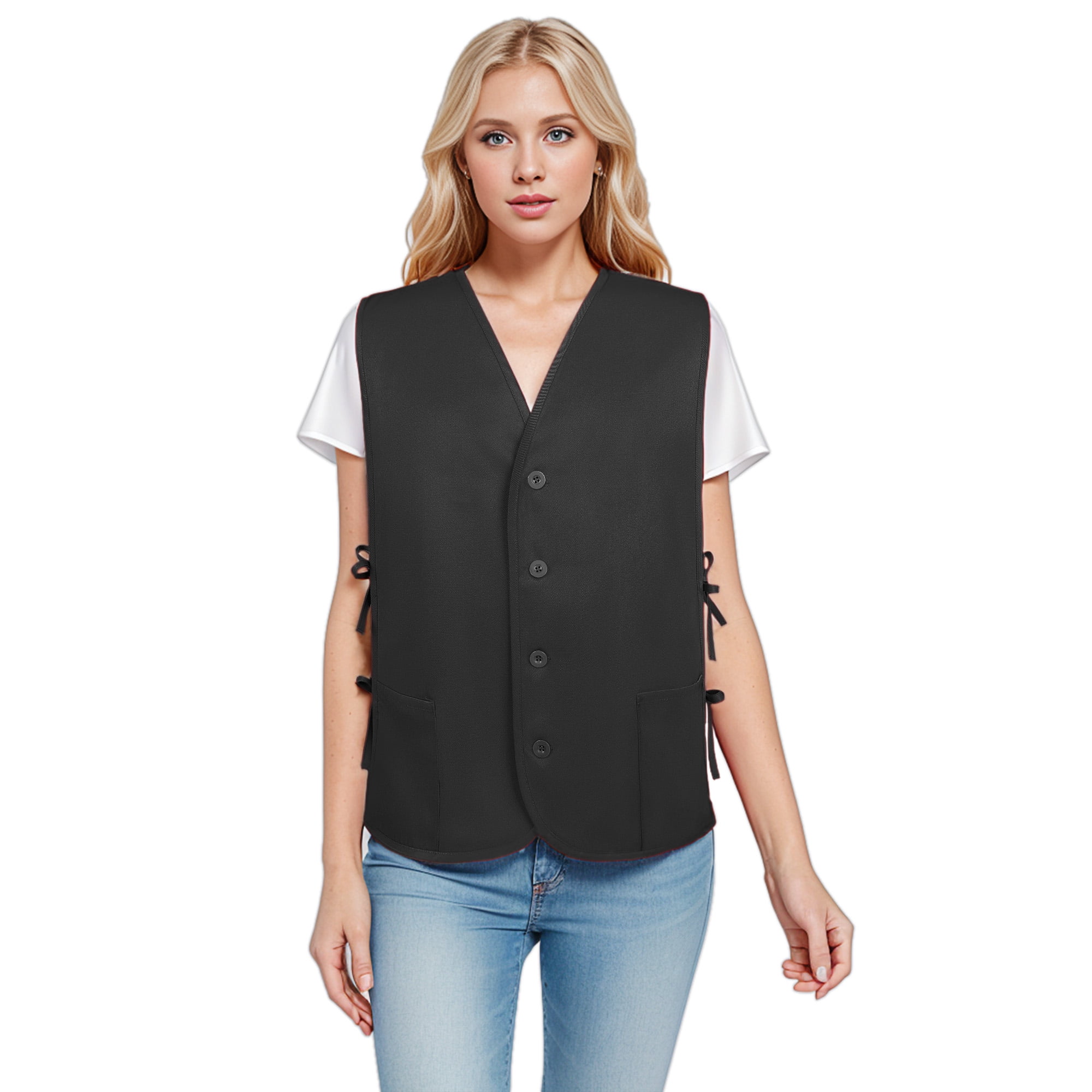 TopTie Two Pockets Volunteer Vest Supermarket Cobbler Apron Vest-Black ...