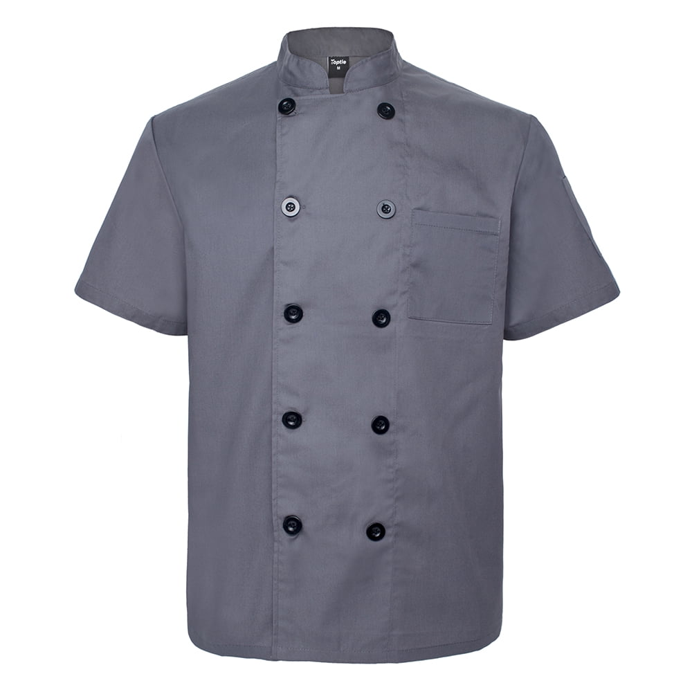 TopTie Unisex Short Sleeve Chef Coat Jacket, Dark Gray - Walmart.com