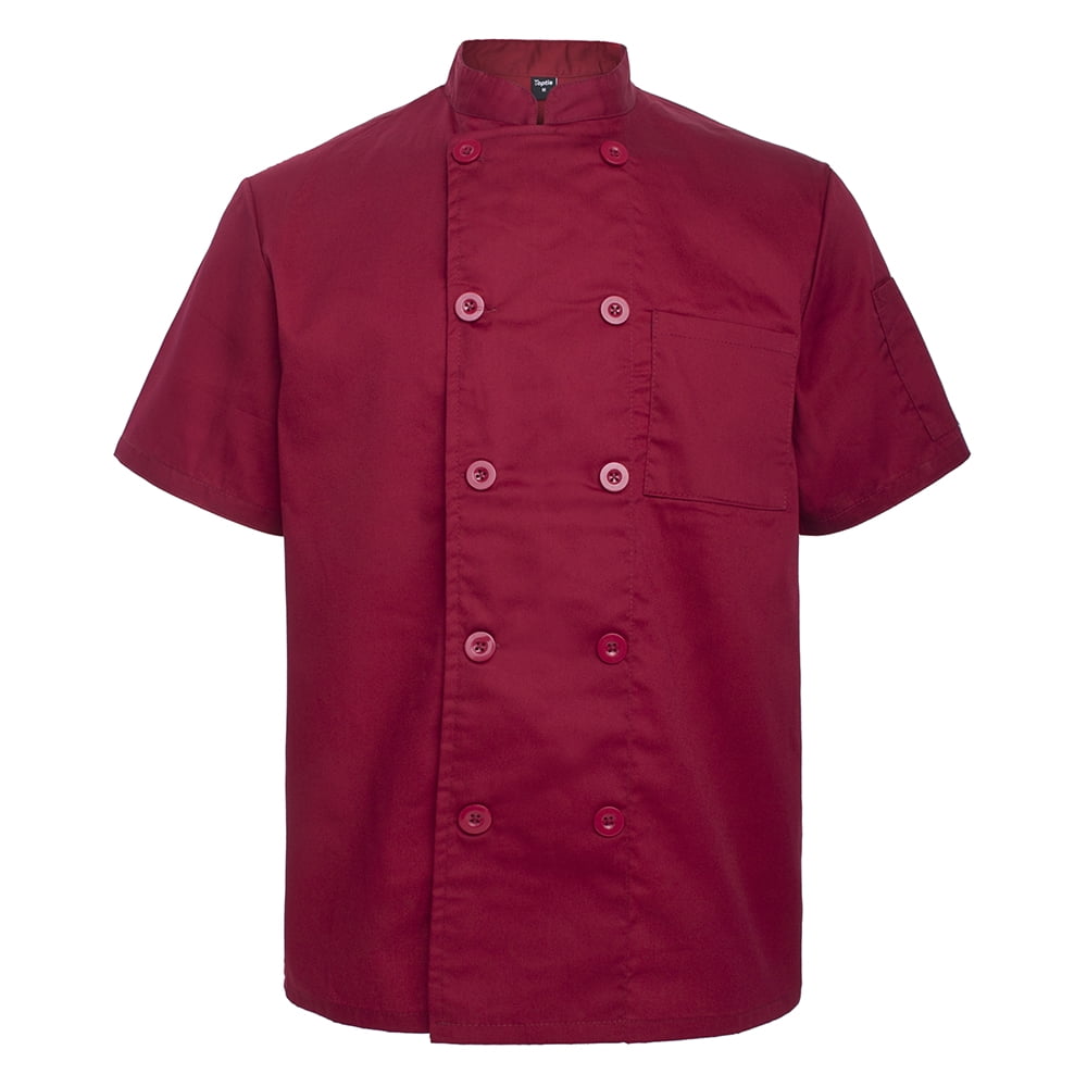 TopTie Unisex Short Sleeve Chef Coat Jacket, Red - Walmart.com