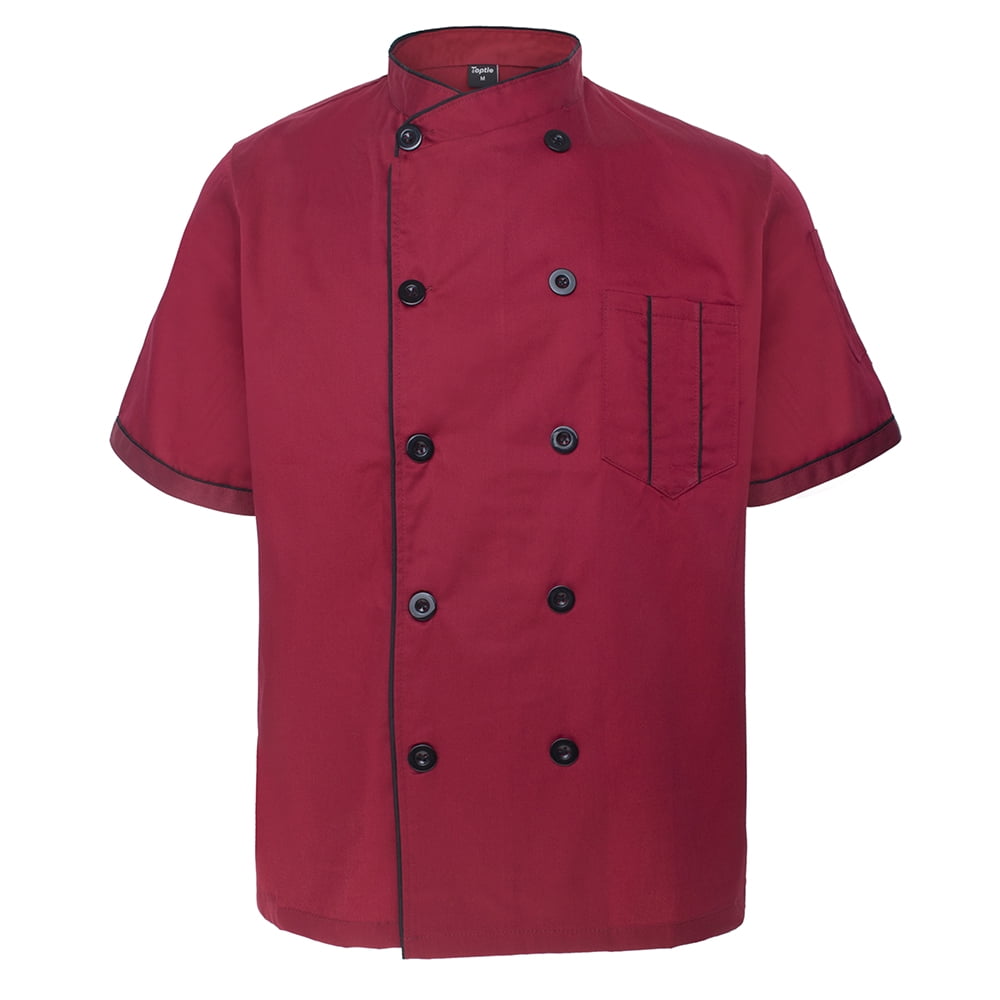TopTie Unisex Short Sleeve Chef Coat Jacket, Red - Walmart.com