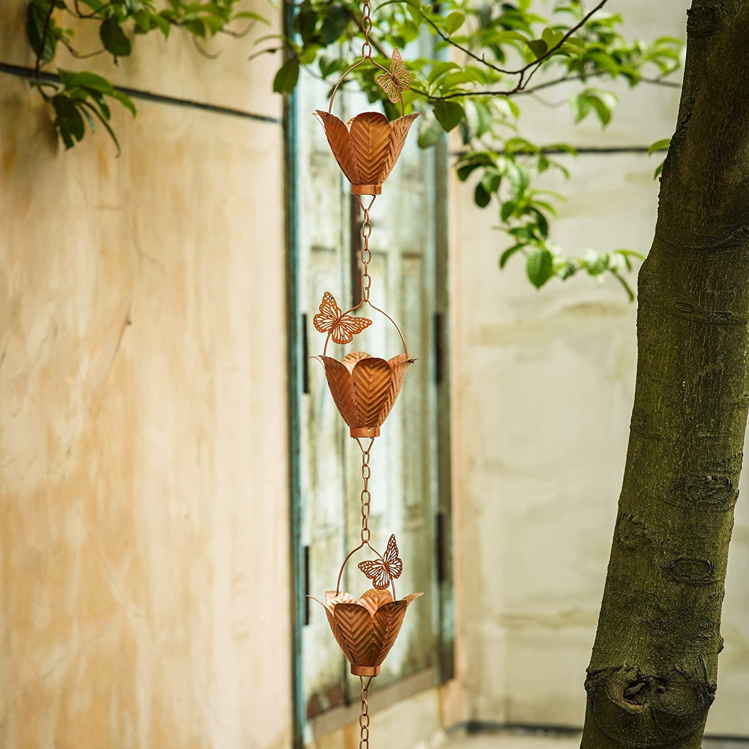 Topadorn 8.8 FT Adjustable Butterfly and Petal Rain Chain: Gutter ...