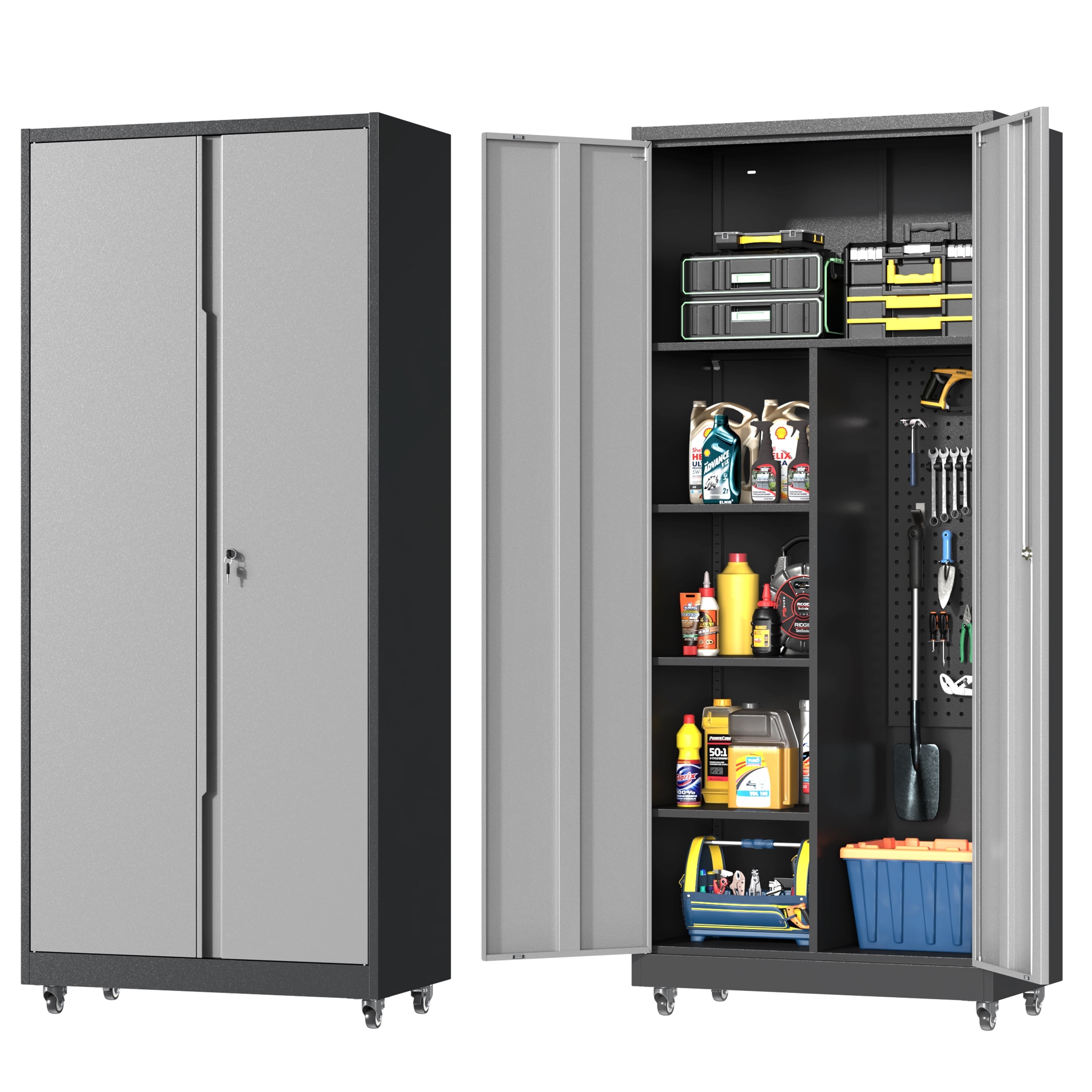 Topass Metal Storage Locker with Lockable Door, 71'' Clothing Coat ...