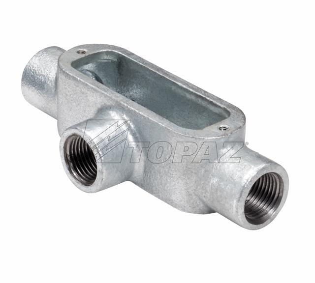 Topaz T8MHDG T Type Conduit Body, Malleable Iron, Wall Mount, Hub Size ...