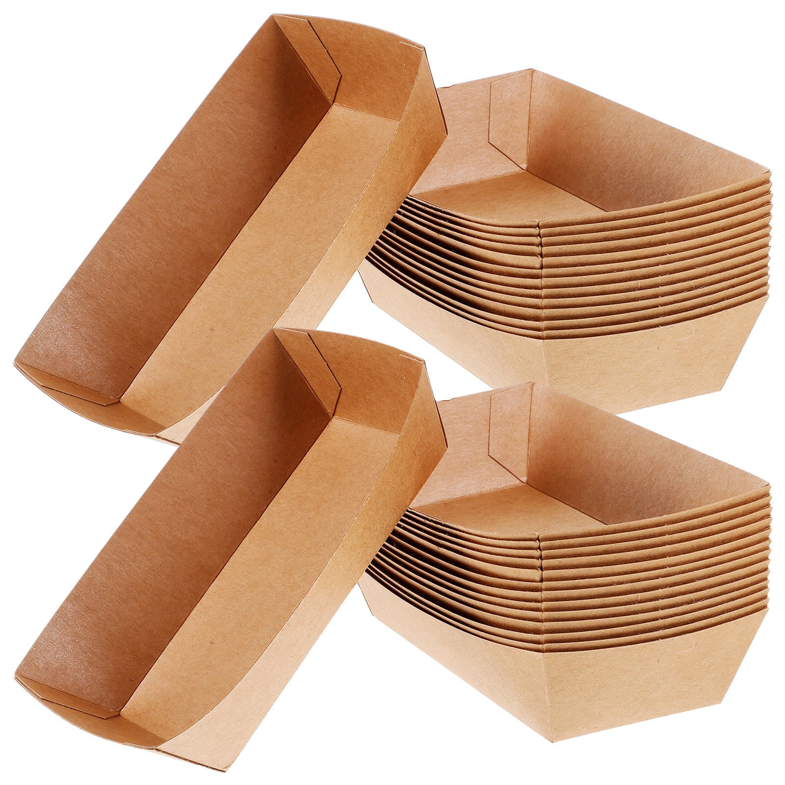 Topbathy 100 Count Brown Disposable Paper Serving Boats for Appetizers ...