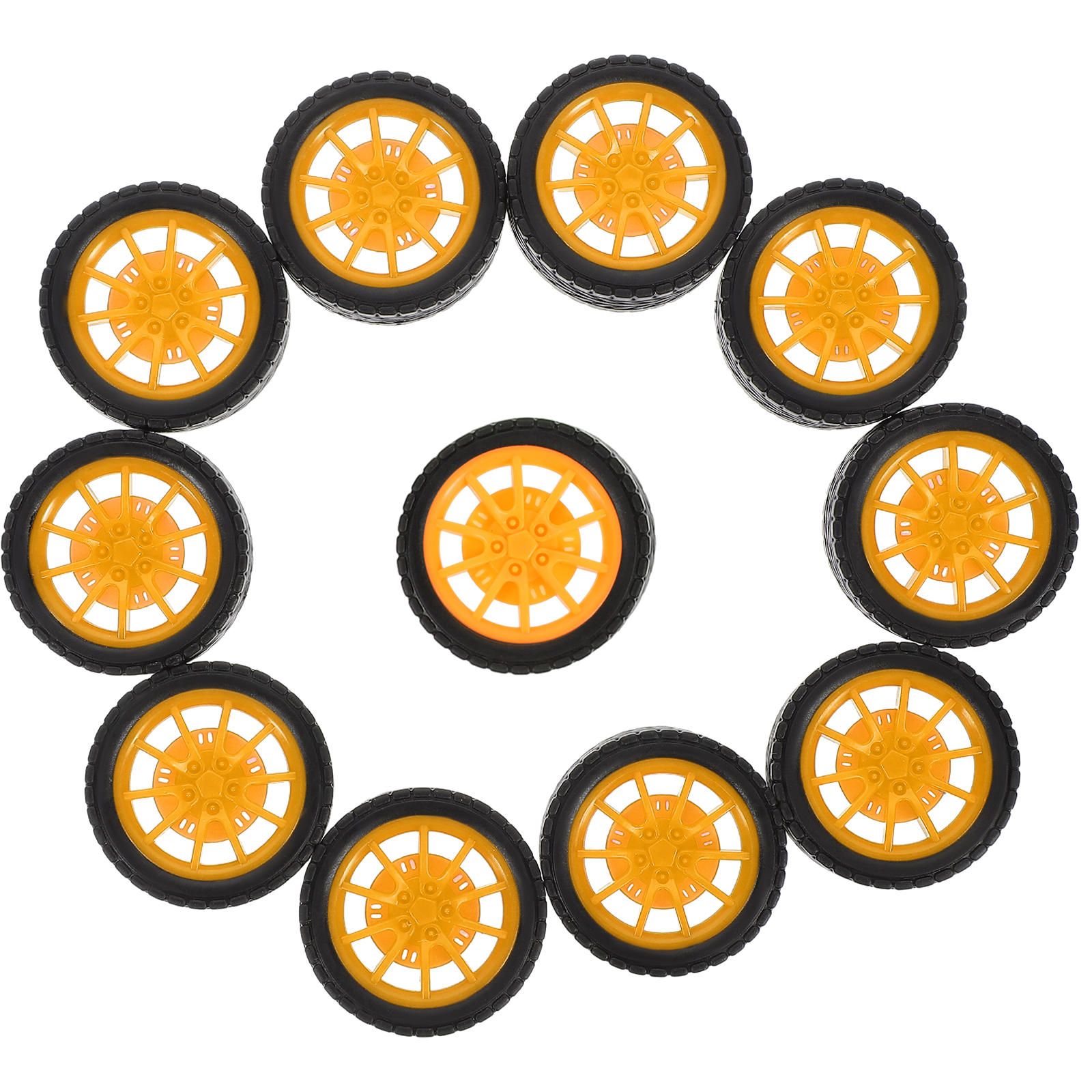 Topbathy 20Pcs Small Toy Wheels Rubber Yellow for Train Replacement ...