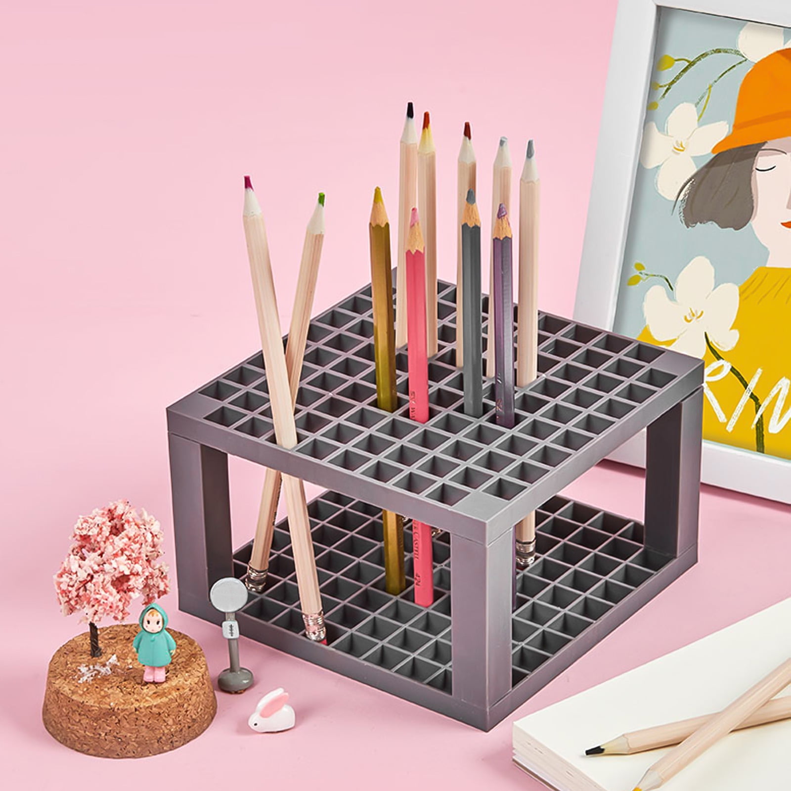 Topbathy 2Pcs Simple Design Paintbrush Organizer Multi Purpose Large ...