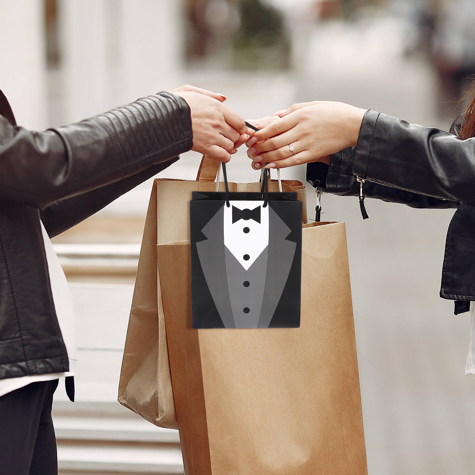 Topbathy 5Set Wedding Favor Box Bridegroom Black Tuxedo Bag Paper for ...