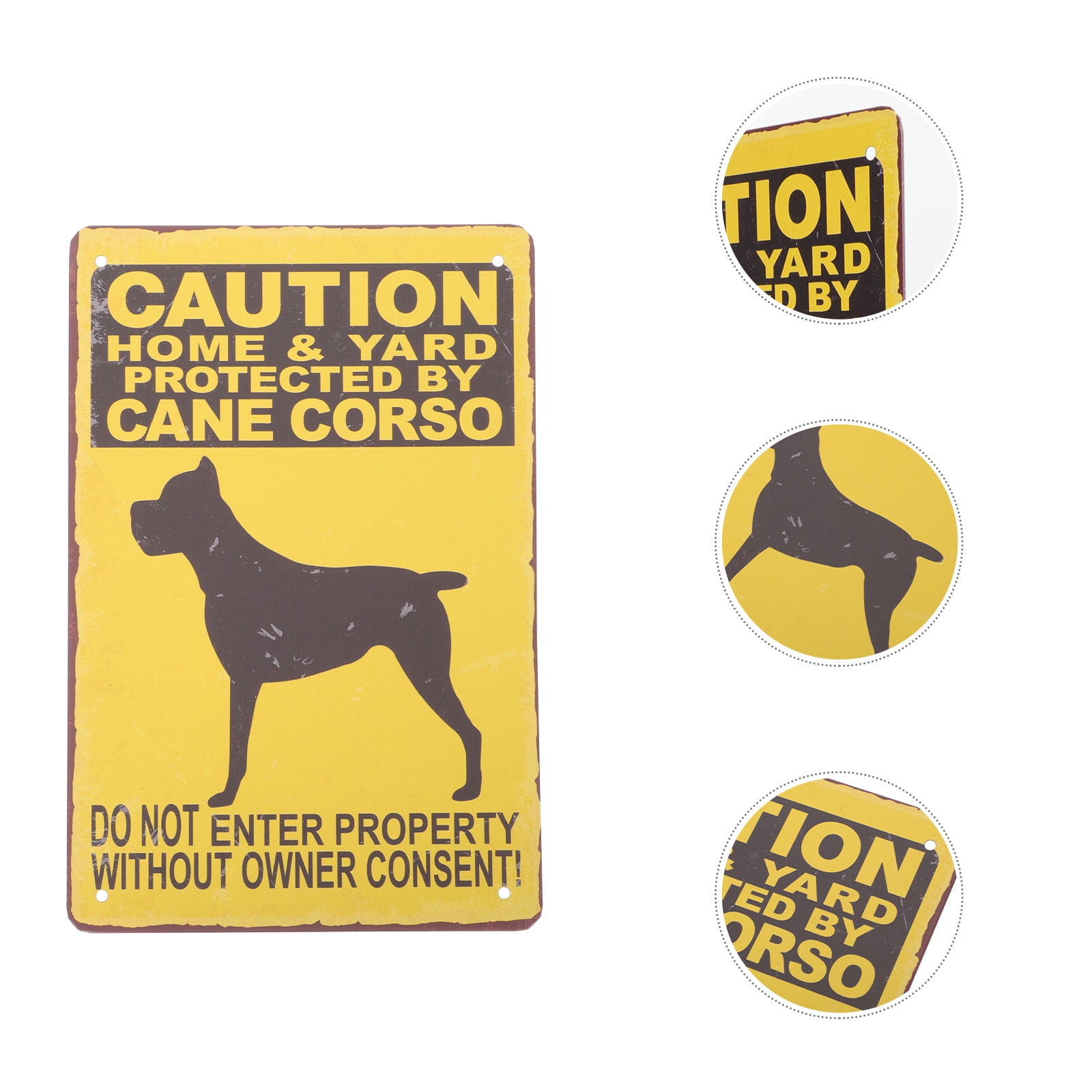 Topbathy Beware Of Dog Warning Sign, 2pcs Cane Metal Tin Sign Warning ...