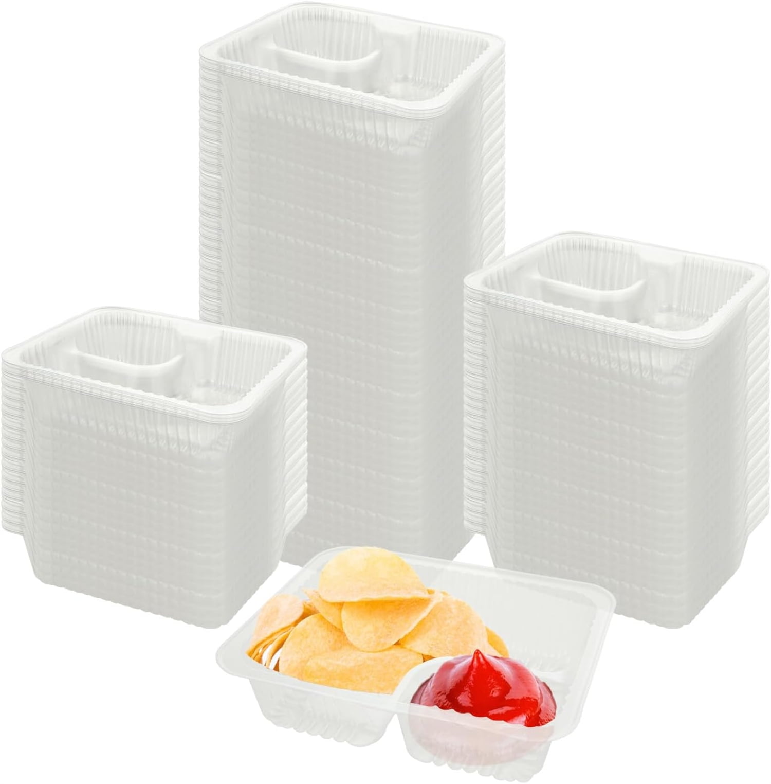 Topboutique 100 Pcs Nacho Trays Disposable Plastic Nacho Containers 2 ...