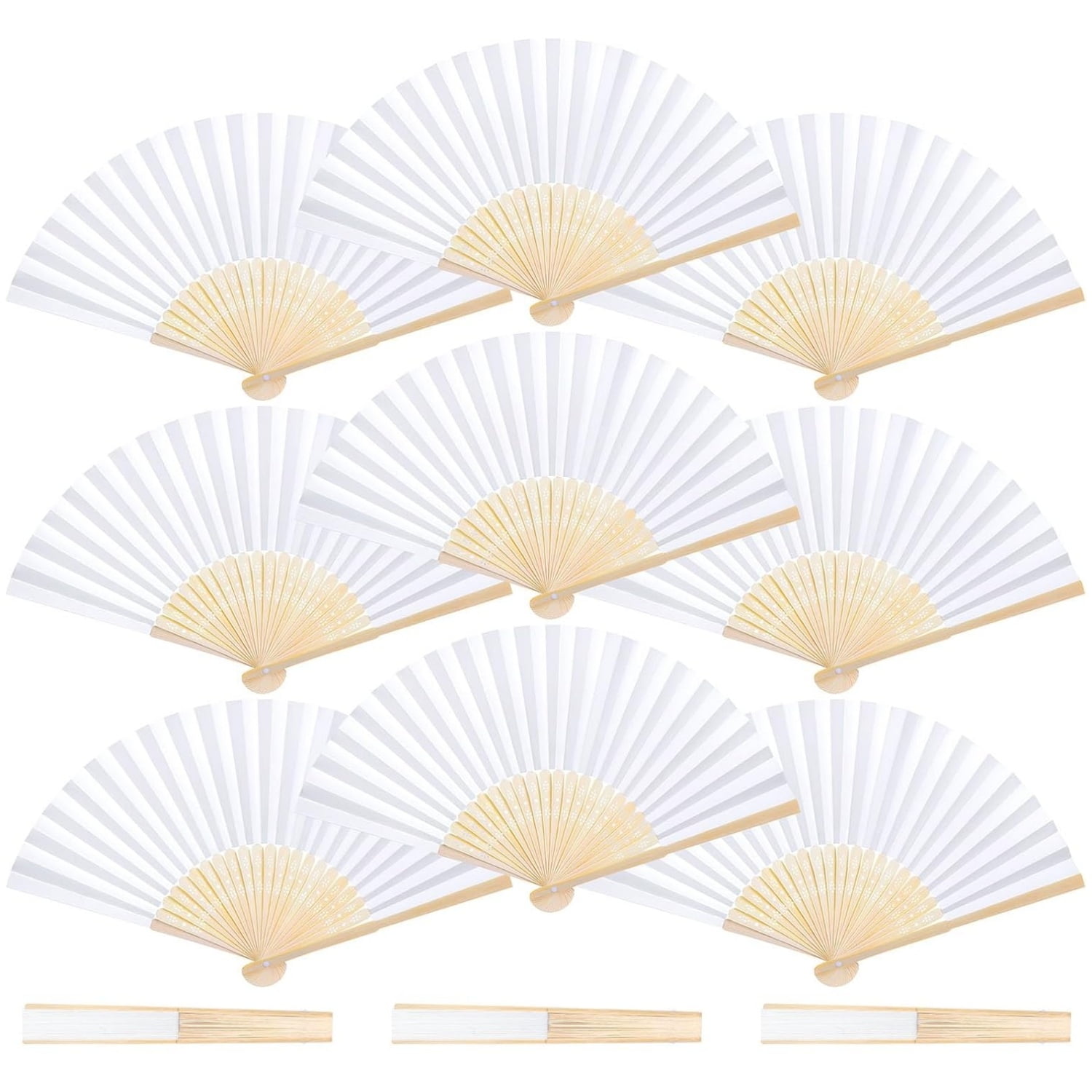 Topboutique 12 Pieces Handheld Paper Fans,Paper Folding Fans,Folding ...
