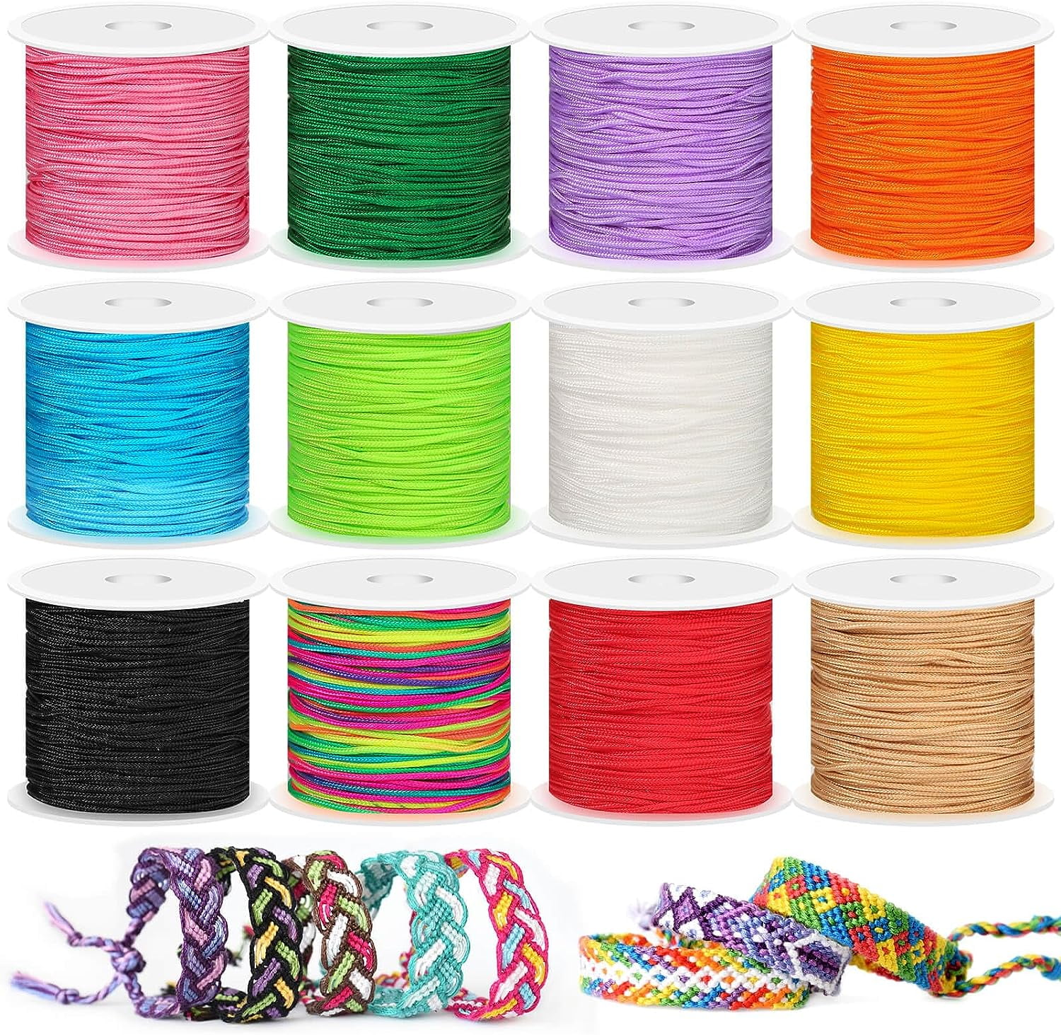 Topboutique 12 Rolls Nylon String for Bracelets,Necklace Cord 1mm ...