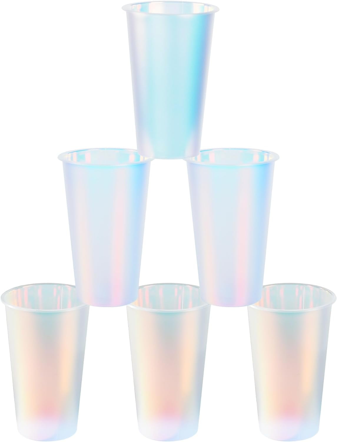 Topboutique 16 Oz Clear Plastic Cups Tumblers Iridescent Disposable ...