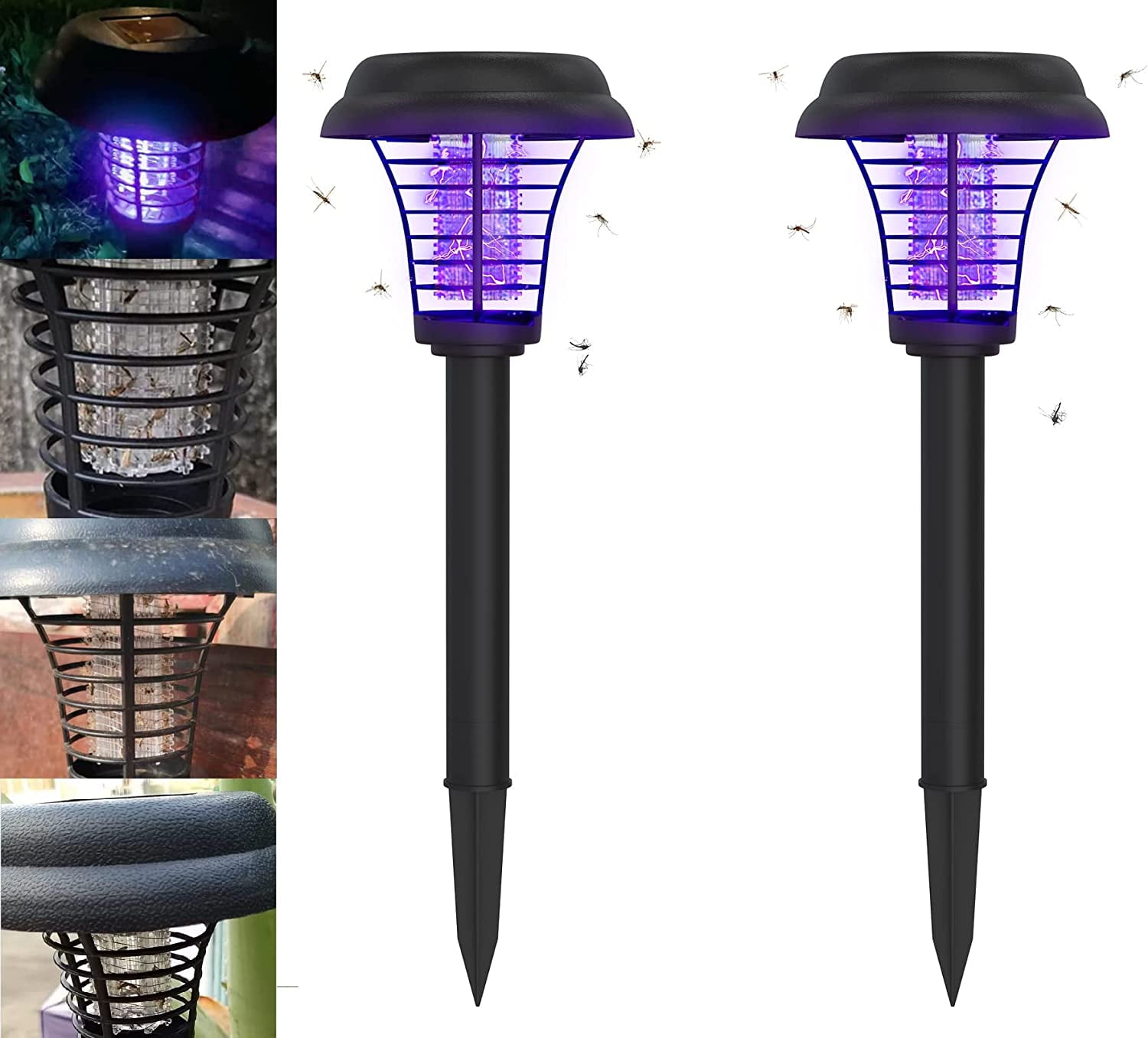 Topboutique 2 Pcs Solar Bug Zapper, LED Mosquito Killer Outdoor Solar ...