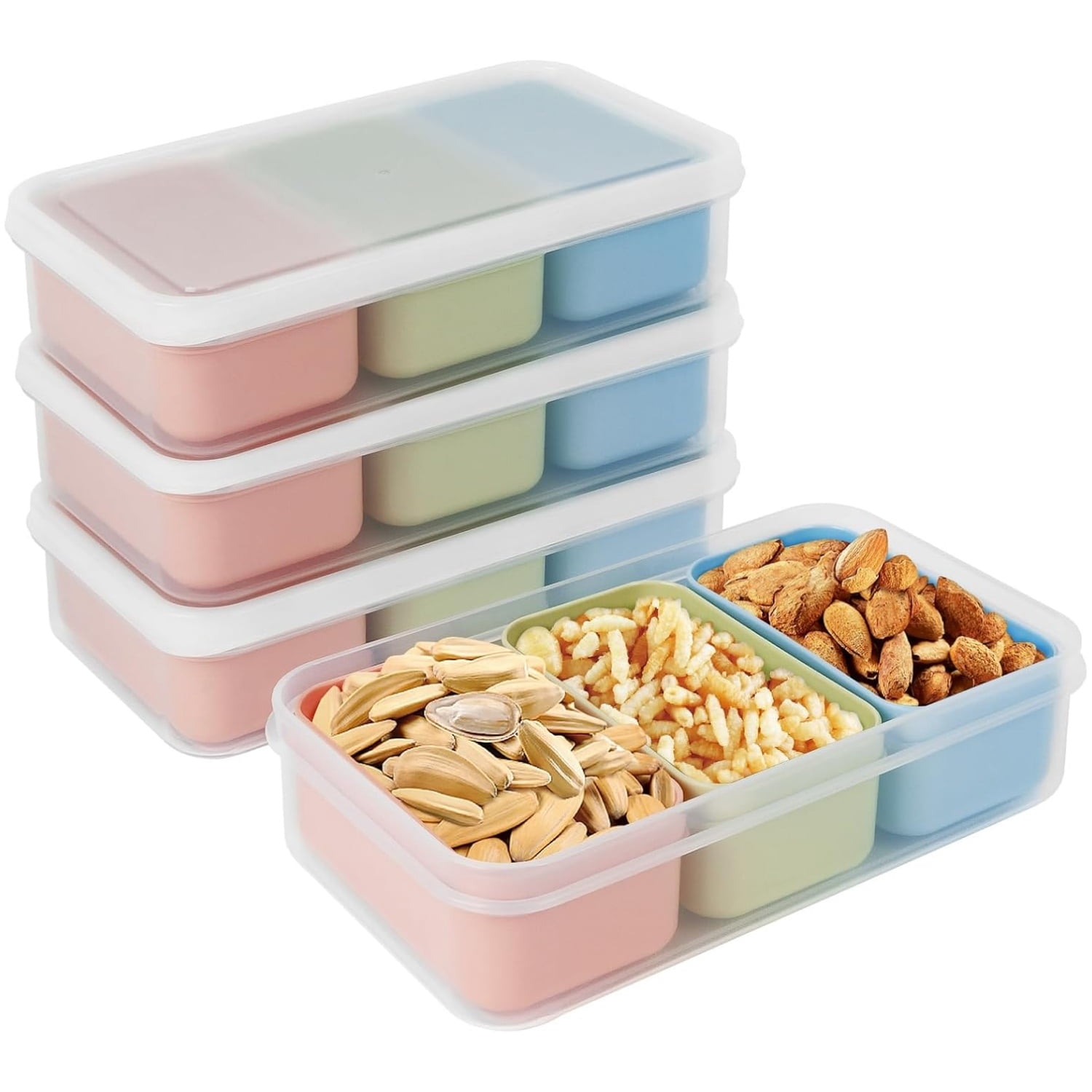 Topboutique 2 Set Snack Containers with 3 Removable Compartments Food ...
