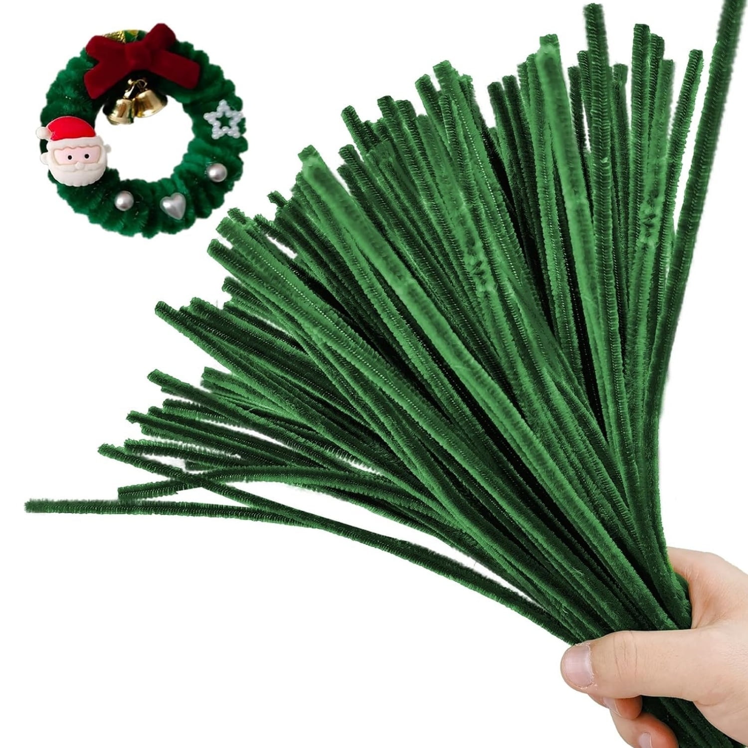 Topboutique 200 Pcs Green Pipe Cleaners Plush Pipe Cleaner Chenille ...