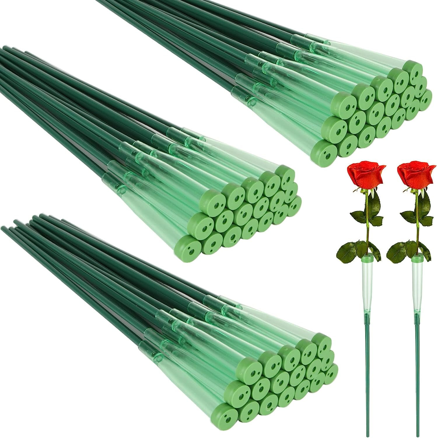Topboutique 25 Pack Stem Water Tubes for Flowers with Caps, Green ...
