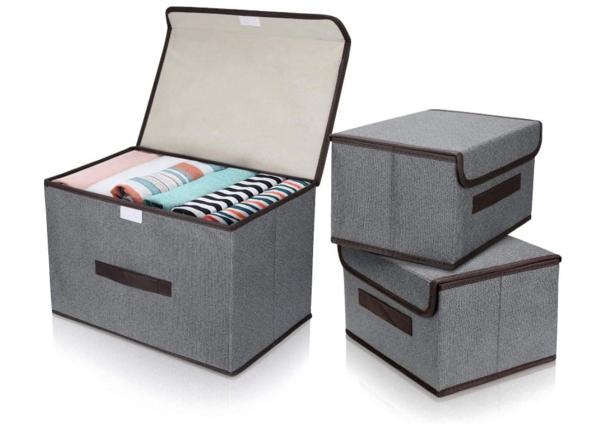 Topboutique 3 Pack Foldable Storage Boxes with Lids, Collapsible ...