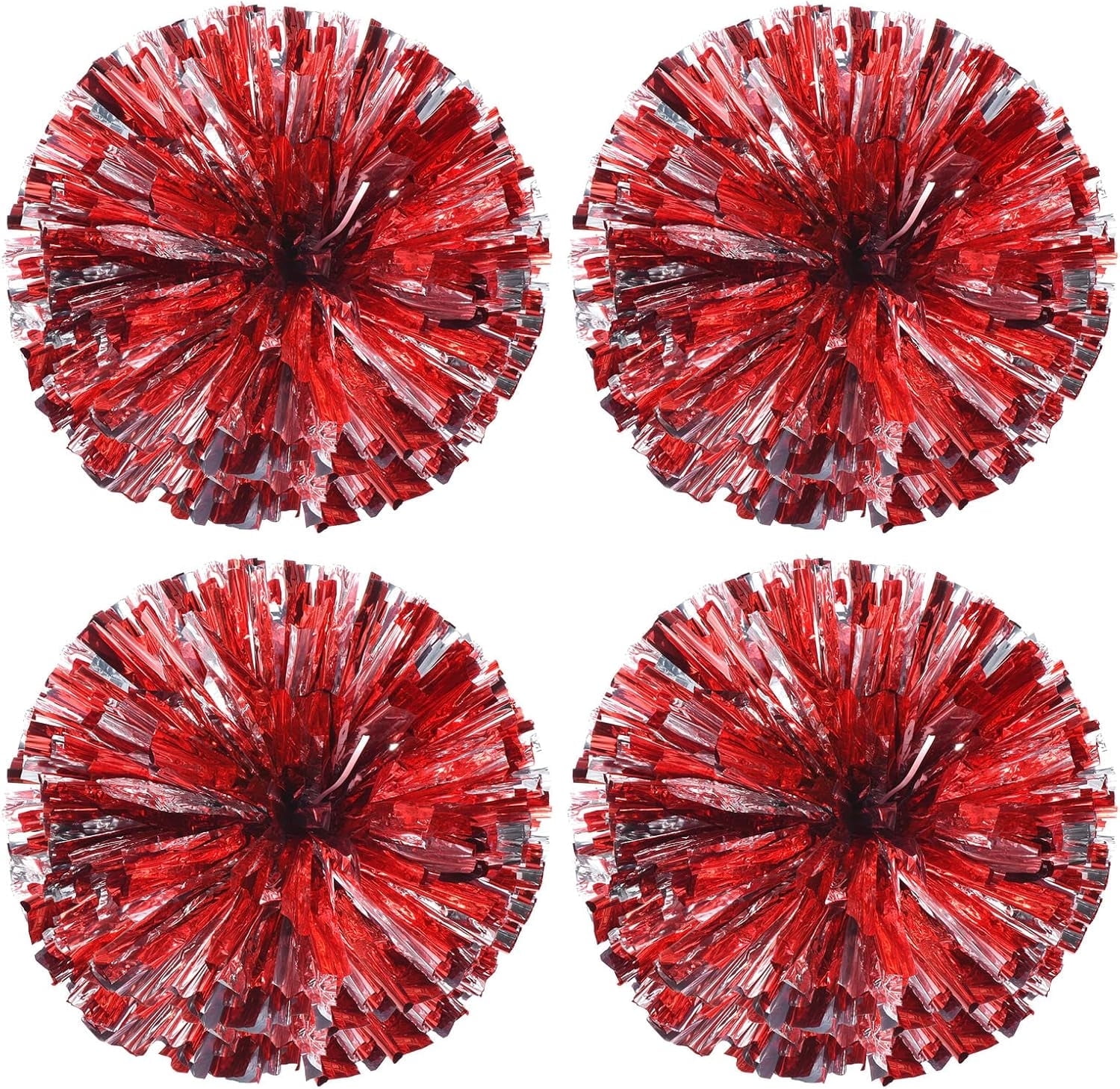 Topboutique 4 Pcs Cheerleading Pom Poms,Metallic Foil Cheerleader Pom ...