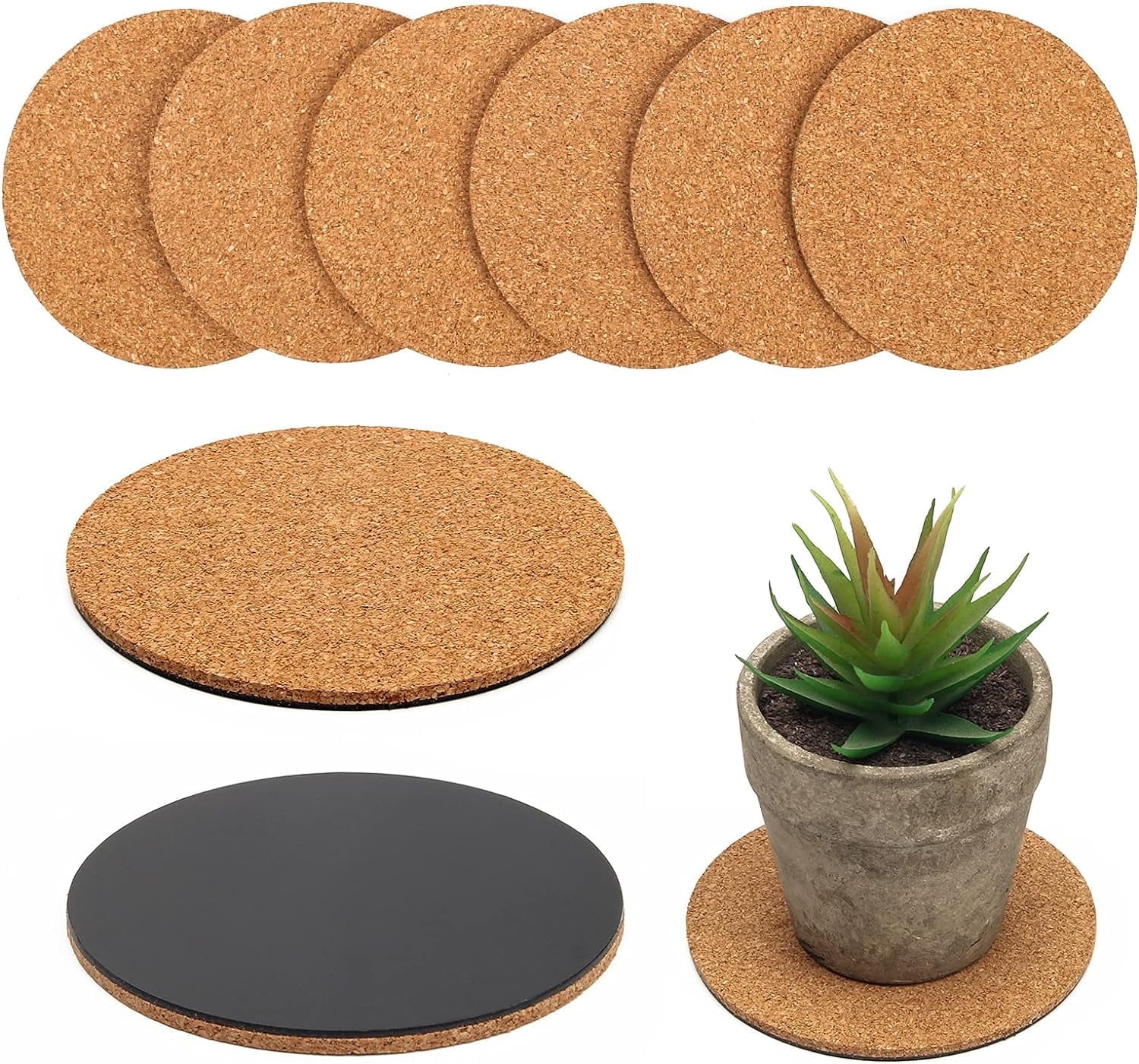 Topboutique 6 Pieces Cork Plant Coasters, 4 inch Cork Plant Mats Cork ...