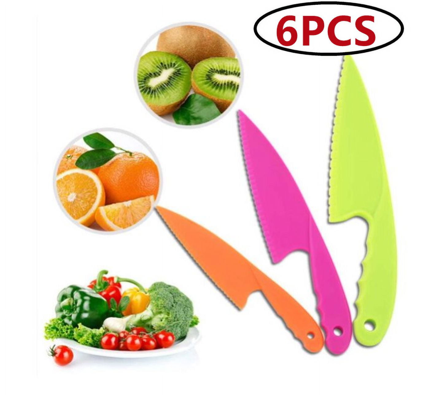 Topboutique 6 Pieces Plastic Kid Kitchen Knife Set, Nylon Chef Knife ...