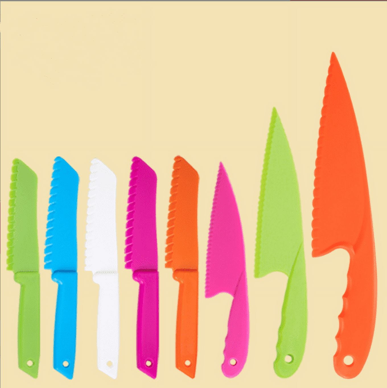 Topboutique 8 Pieces Kid Plastic Kitchen Knife Set, Children's Safe ...