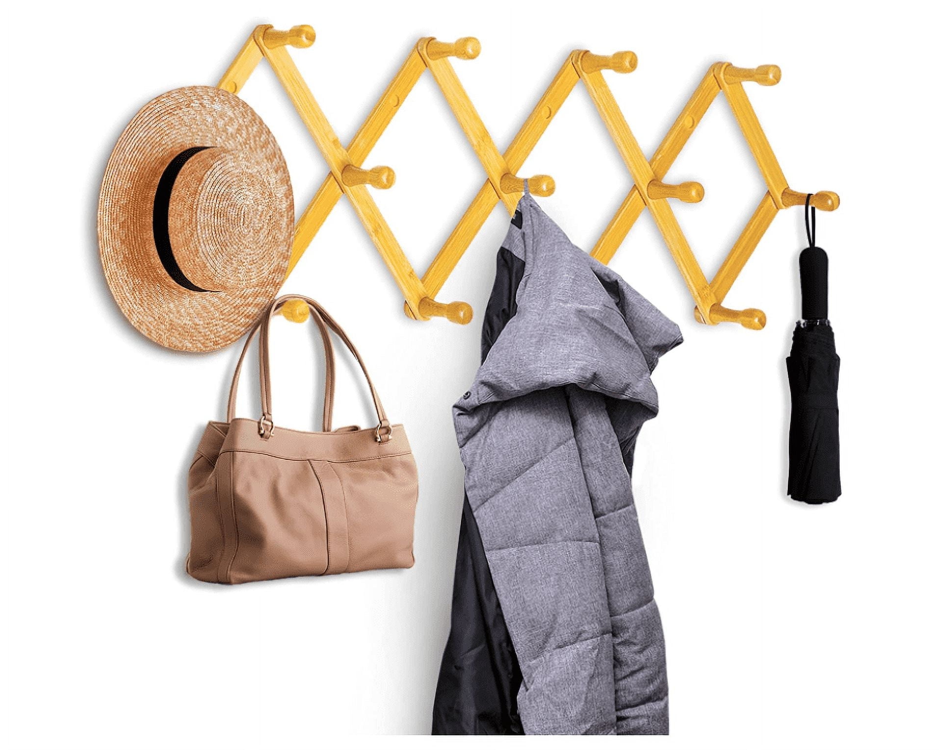 Topboutique Wooden Accordion Wall Mounted Coat Rack, Expandable Hat ...