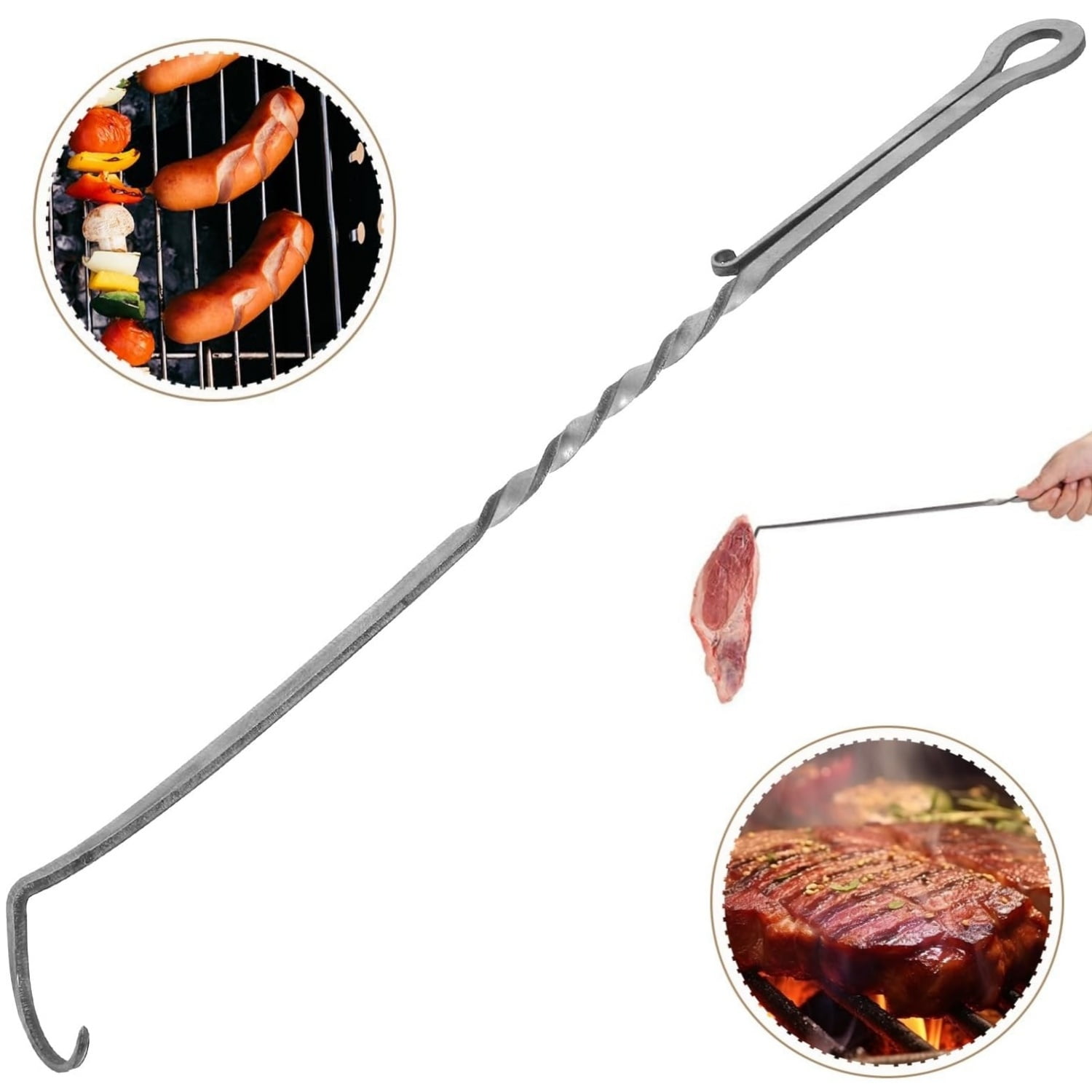 Topboutique BBQ Food Flipper,Meat Hook Flipper,Metal BBQ Turner Hooks ...