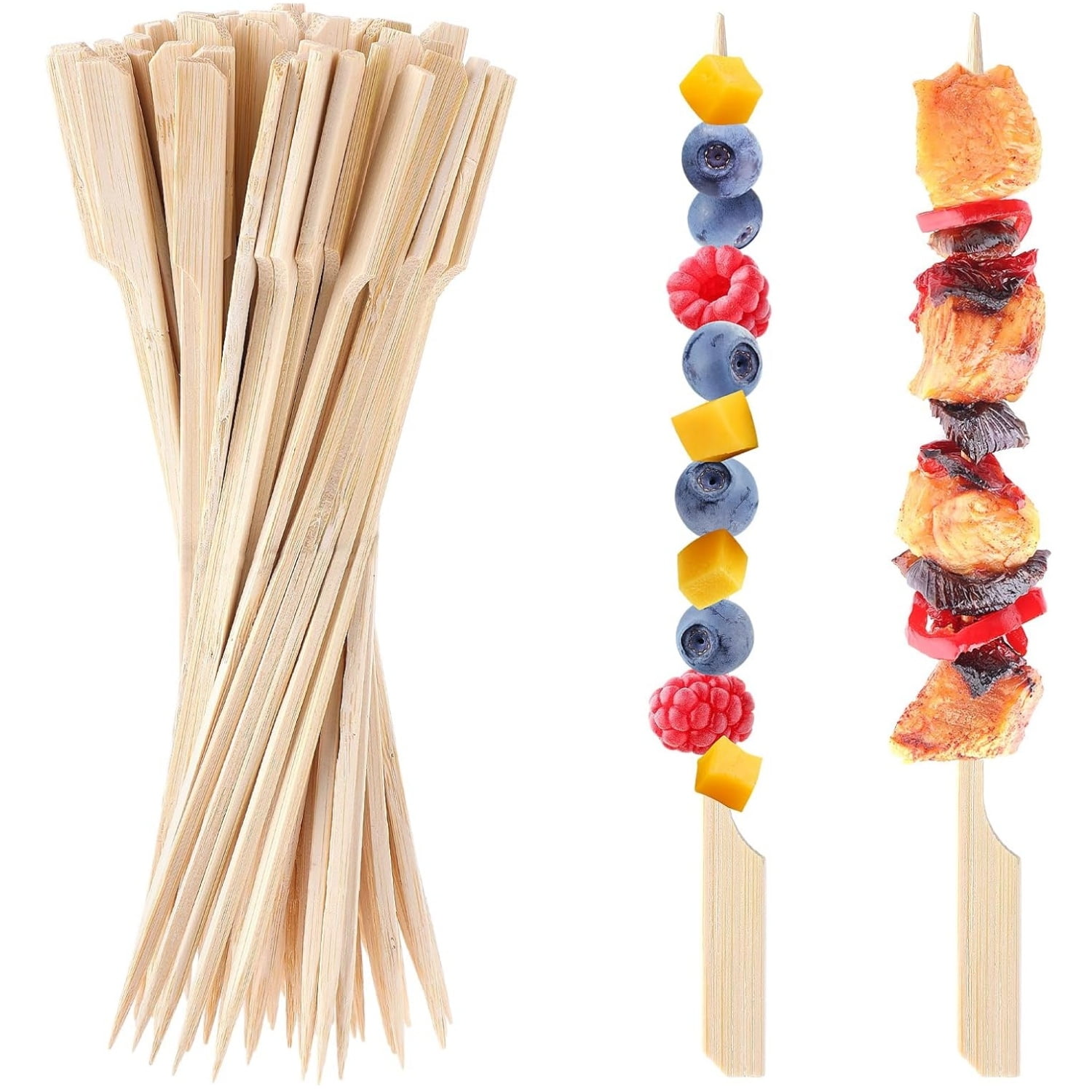 Topboutique Bamboo Paddle Picks 100 Pcs 10 inch Flat Skewers Food ...