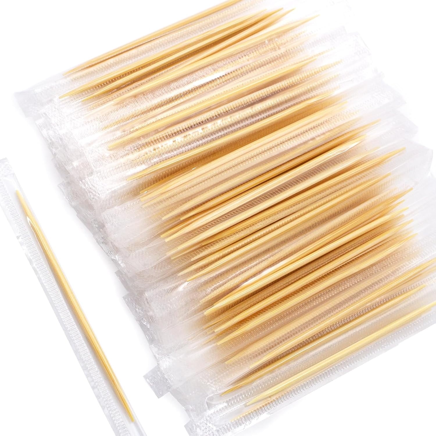 Topboutique Bamboo Toothpicks,1000 Pcs Individually Wrapped Toothpicks ...