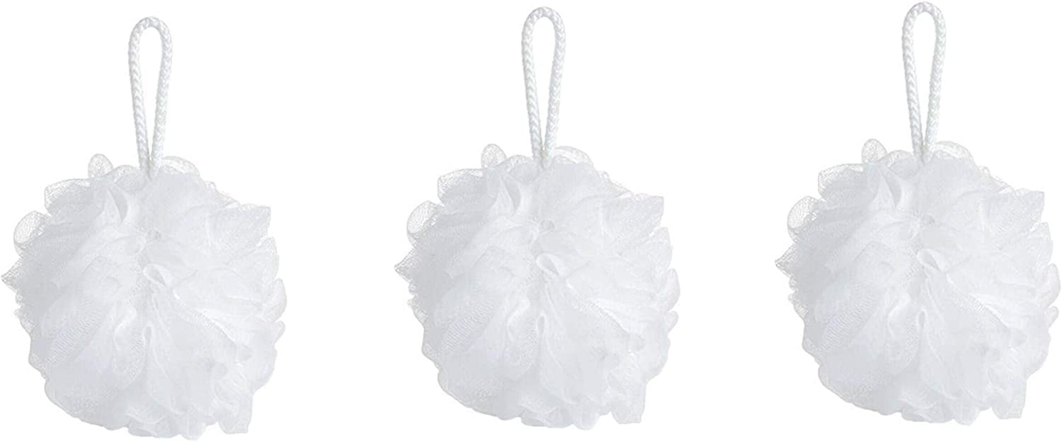 Topboutique Bath Shower Sponge Loofahs (Pack of 3), Snow White Mesh ...