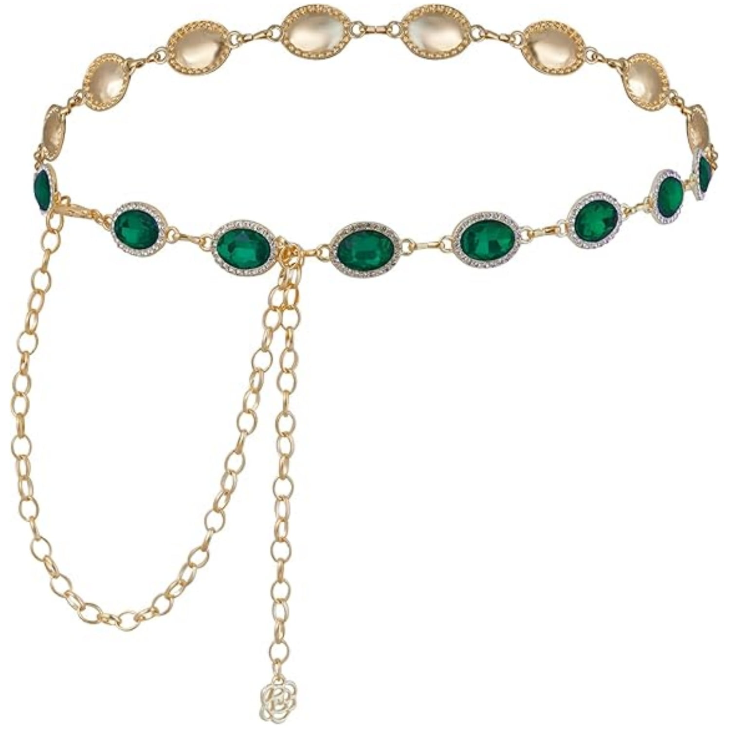 Topboutique Chain Belt Women Metal Waist Belt Green Metal Link Western ...