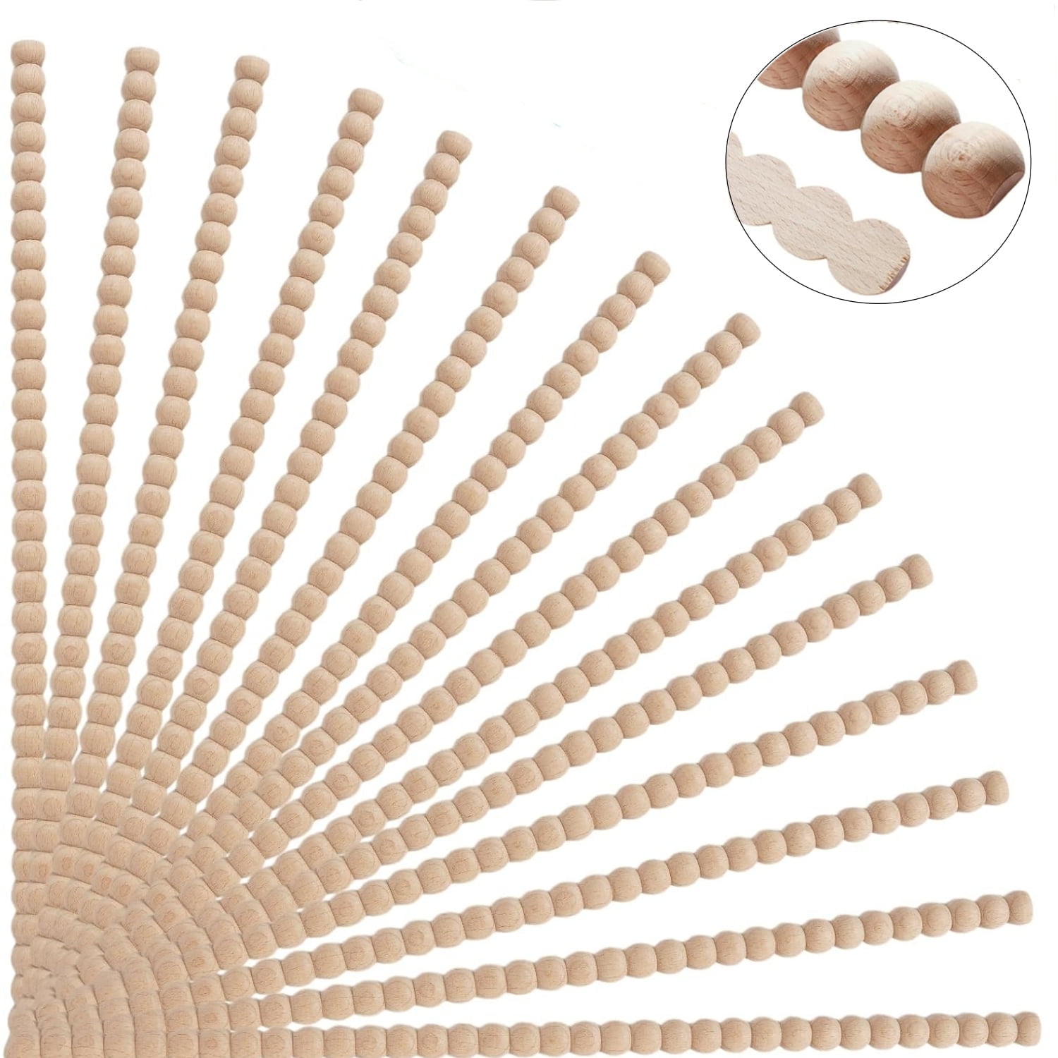 Topboutique Decorative Beaded Wood Trim 24 Pcs Unfinished 3D Beads Wood ...