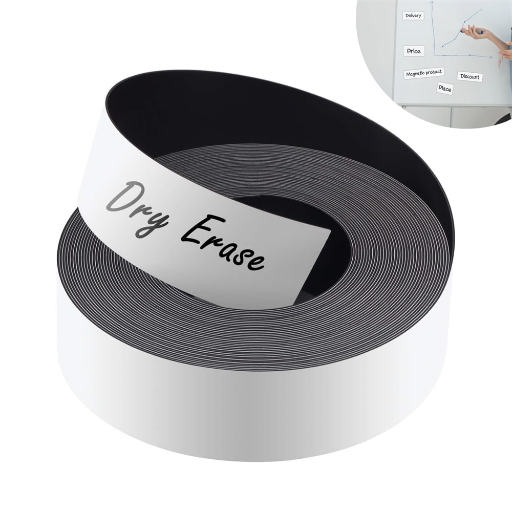 Topboutique Dry Erase Magnet Tape Roll Reusable Magnetic Label Strips ...