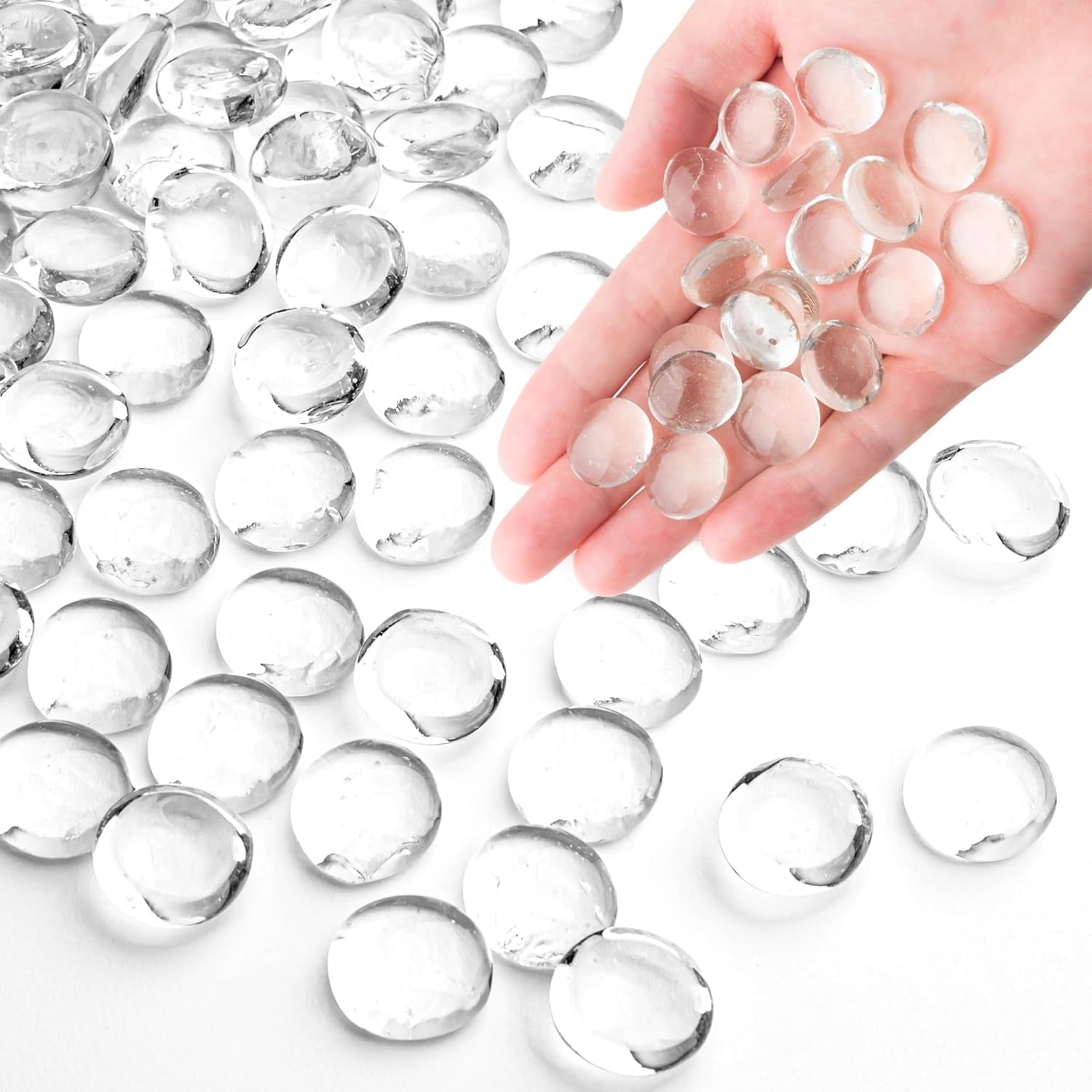 Topboutique Flat Glass Marbles,0.66lb Clear Decorative Marbles ...