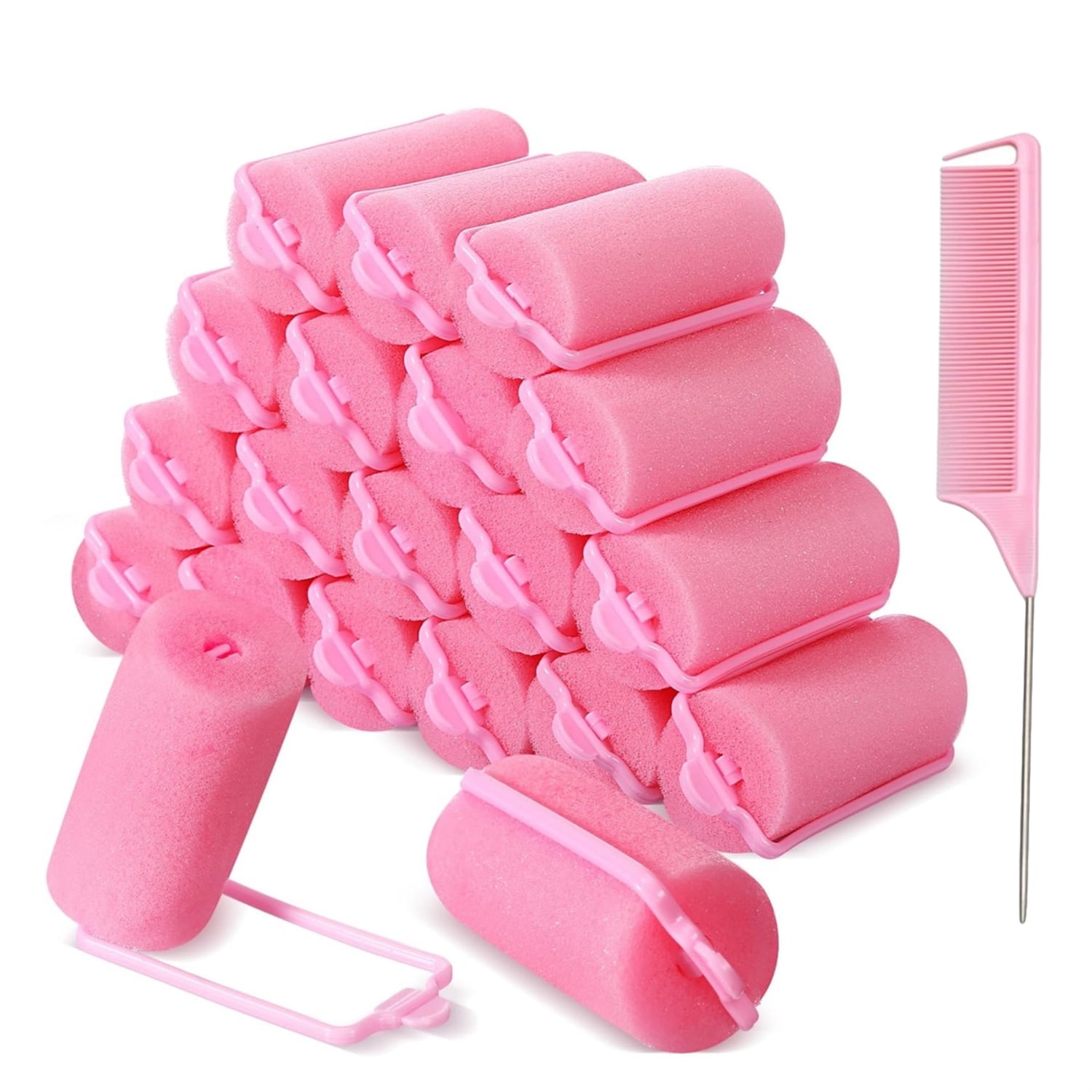 Topboutique Foam Sponge Hair Rollers 18 Pcs 40mm Hair Curlers and 1 Pc ...