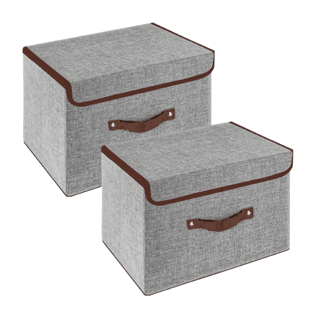 Topboutique Foldable Storage Boxes with Lids 2 Pack Fabric Storage Bins ...