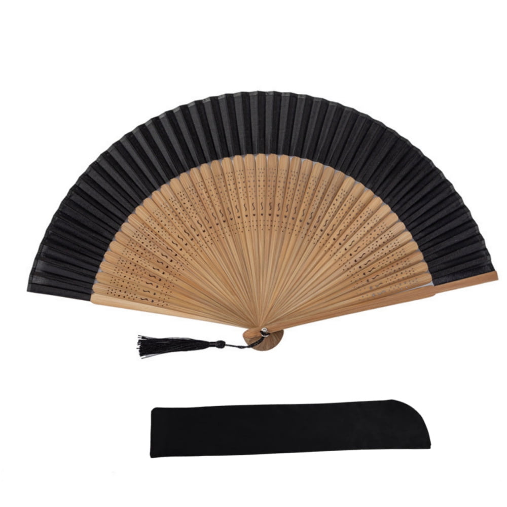 Topboutique Folding Bamboo Silk Fan,Hand Held Bamboo Fan,Handheld Silk ...