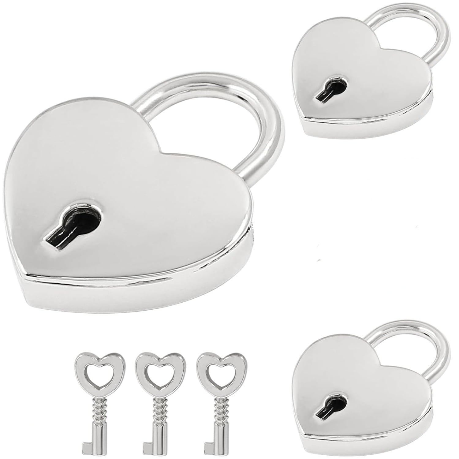 Topboutique Heart Lock,Small Silver Heart Shaped Padlock,Mini Lock with ...