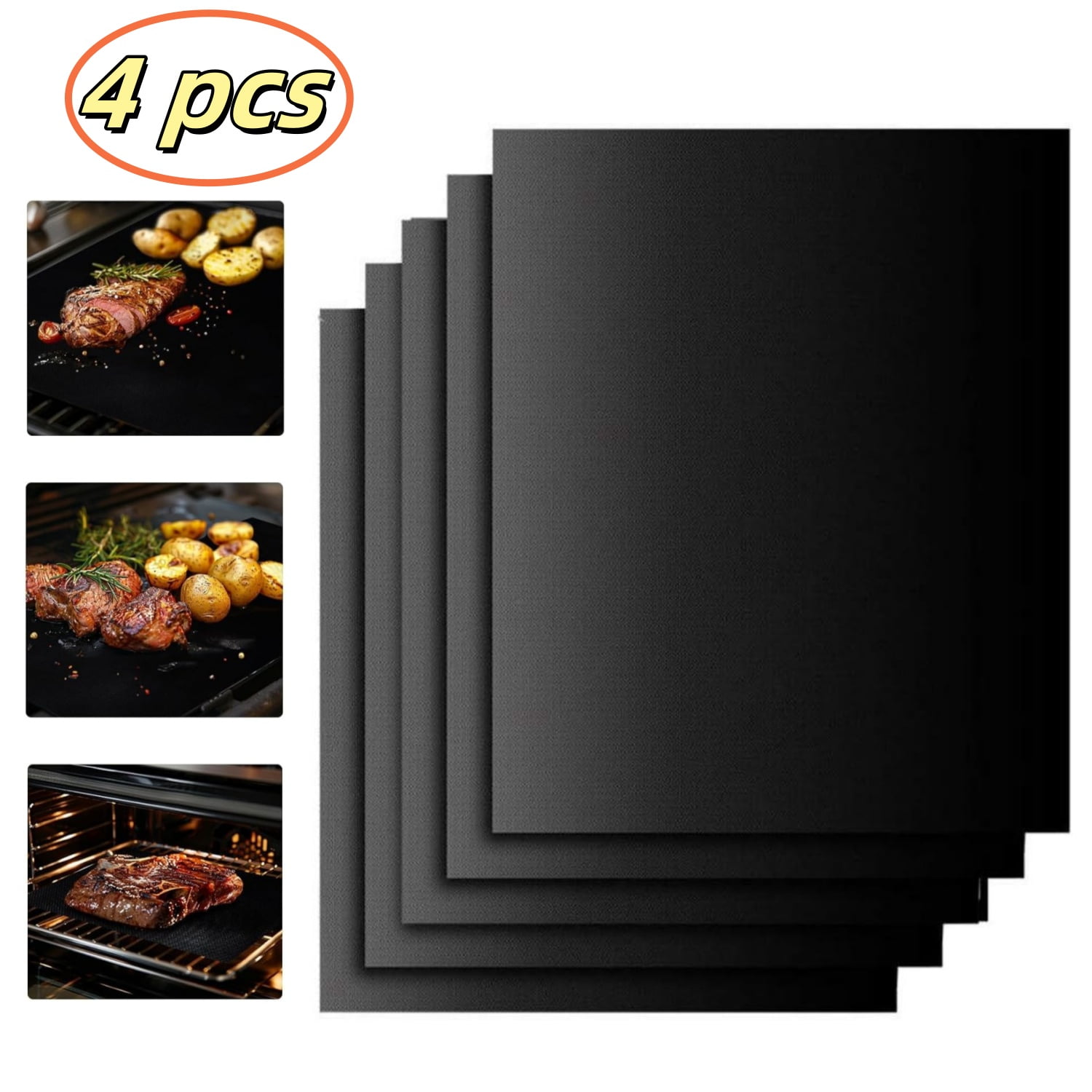 Topboutique High Quality 4PCS BBQ Grill Mat Nonstick，Barbecue Mats for ...