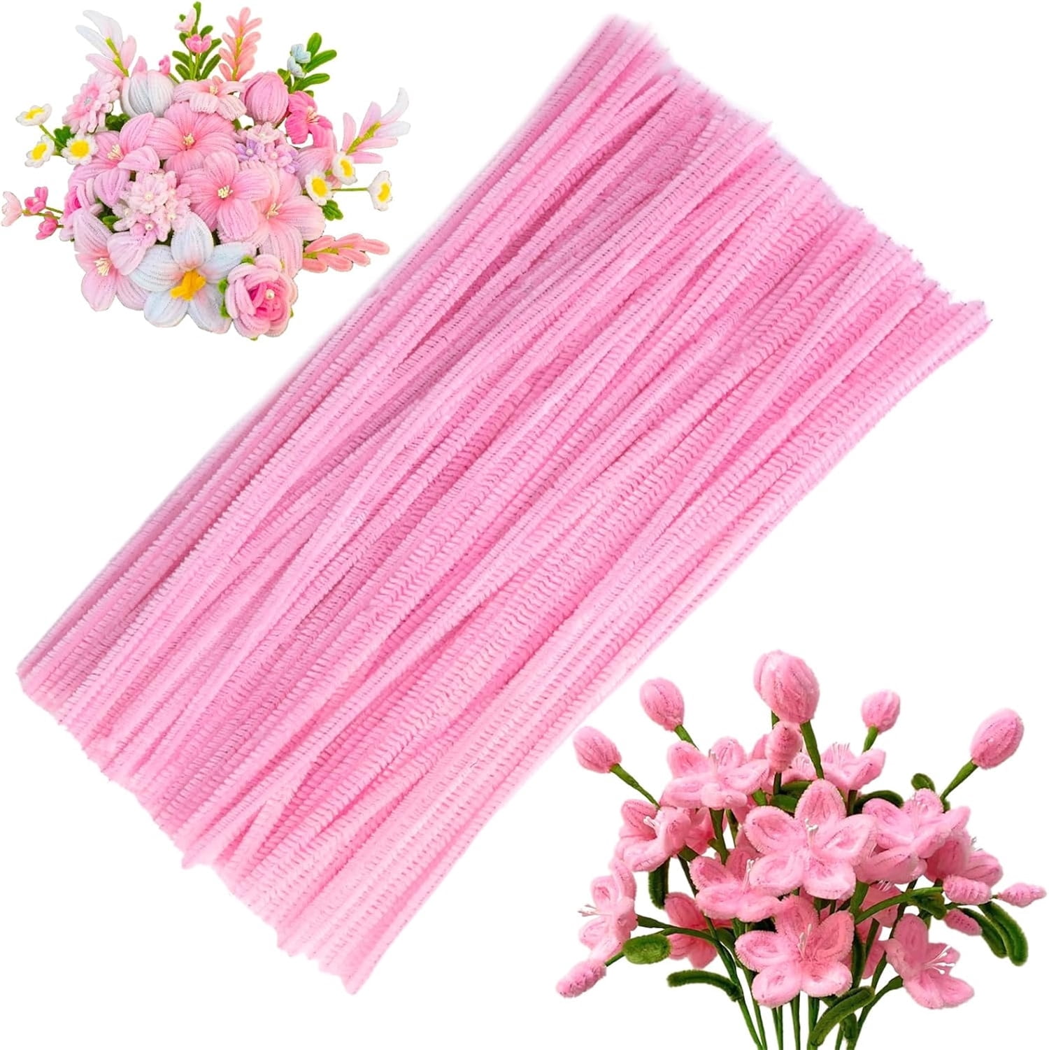 Topboutique Pipe Cleaners 200 Pcs Pink Chenille Stems Craft Supplies 12 ...