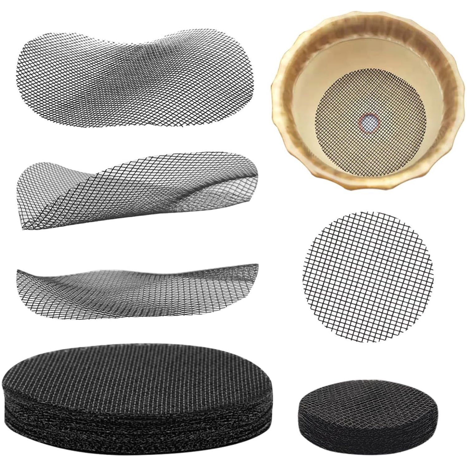 Topboutique Plant Pot Hole Mesh Pads,100 Pcs Round Flower Pot Drainage ...