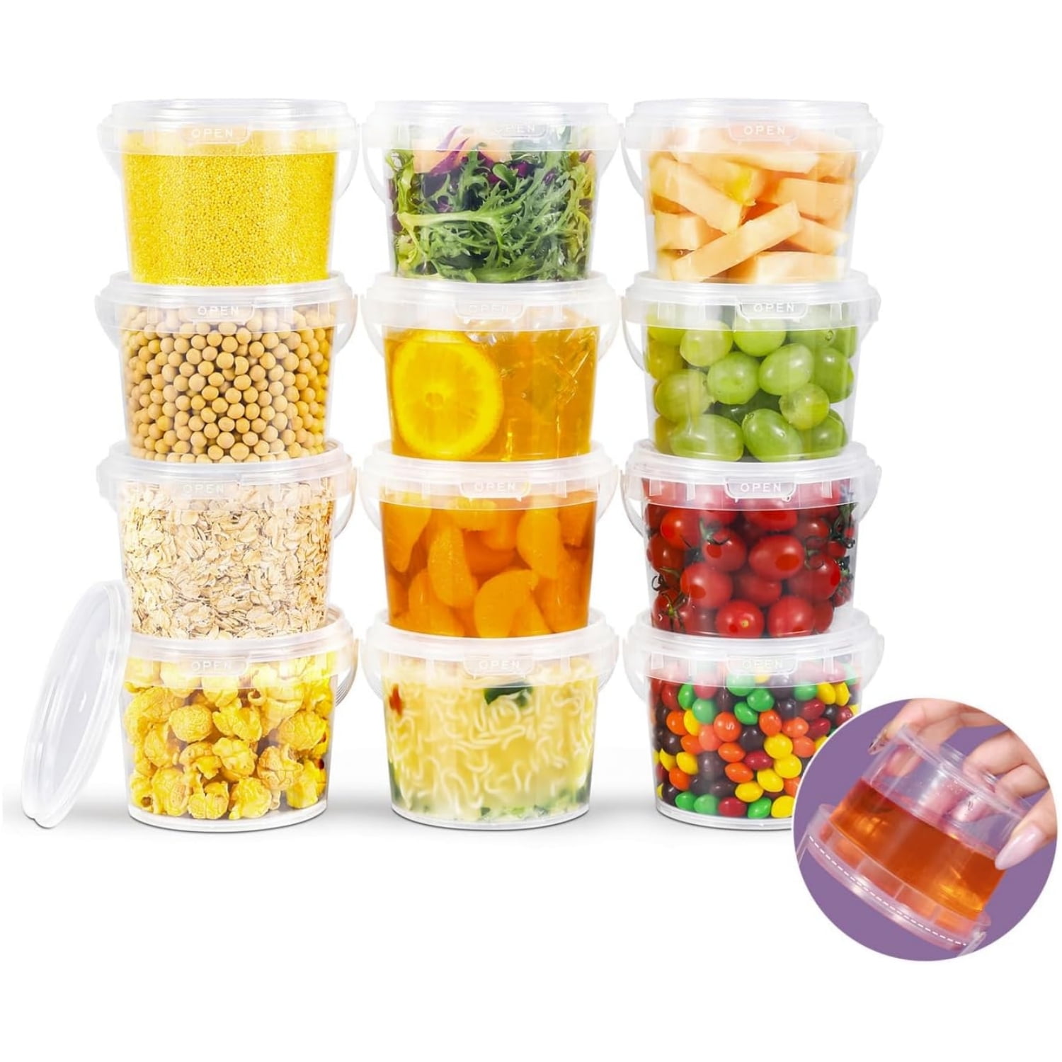 Topboutique Plastic Bucket with Handle and Lid Clear Buckets Ice Cream ...